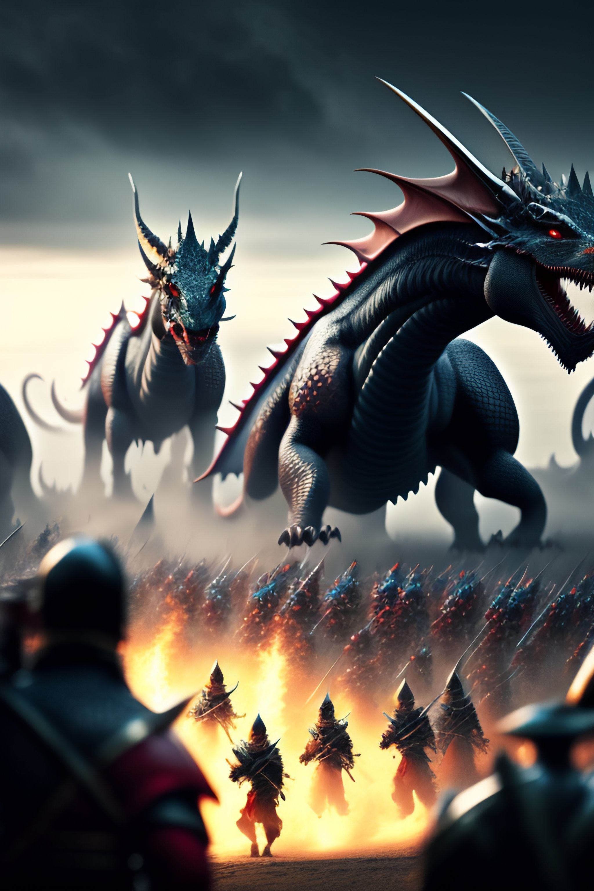 Lexica - An army of Dragons battling against an army of humans