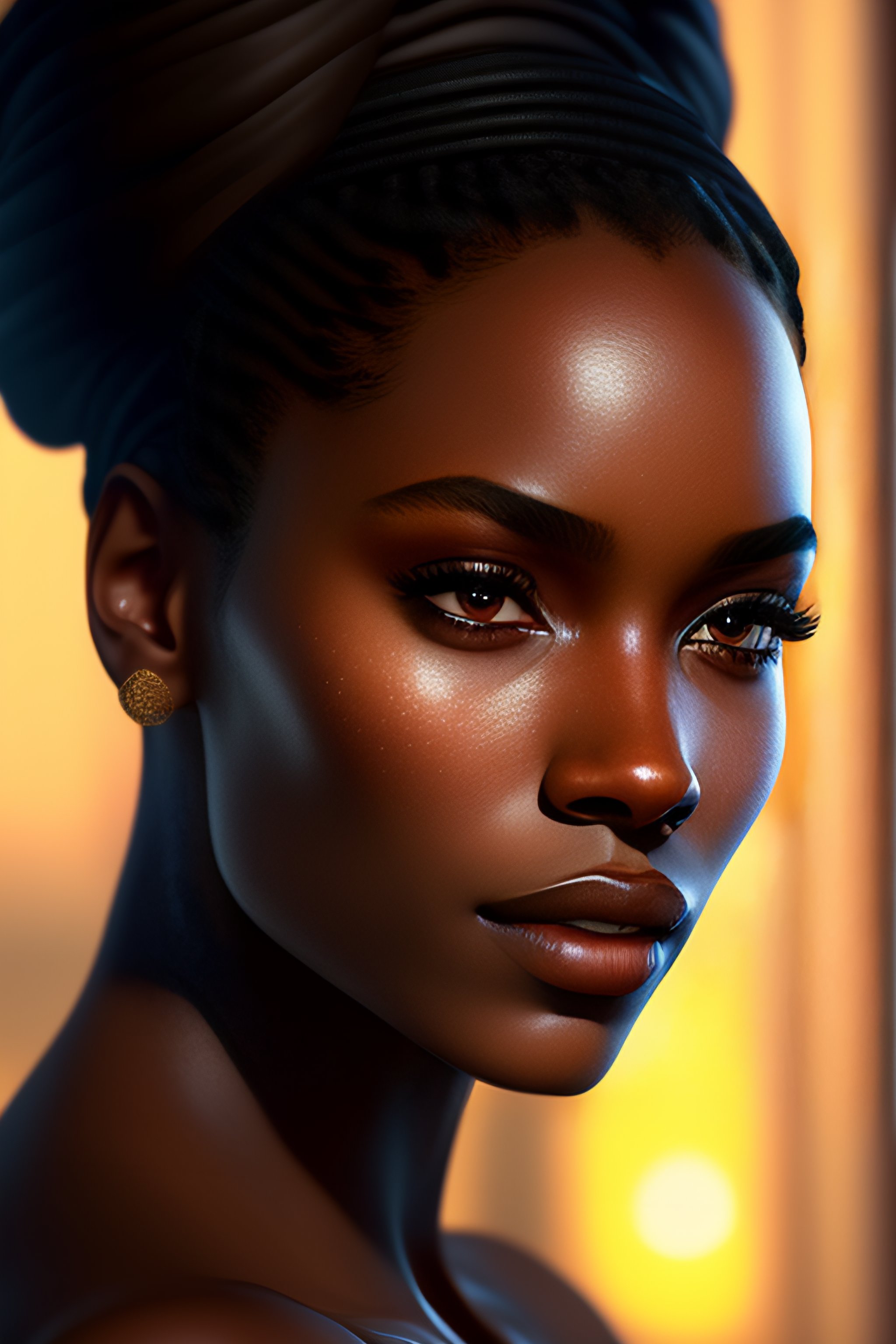 Lexica - A photorealistic hyperrealistic, bright brown eyes, african american women, ponytail ...