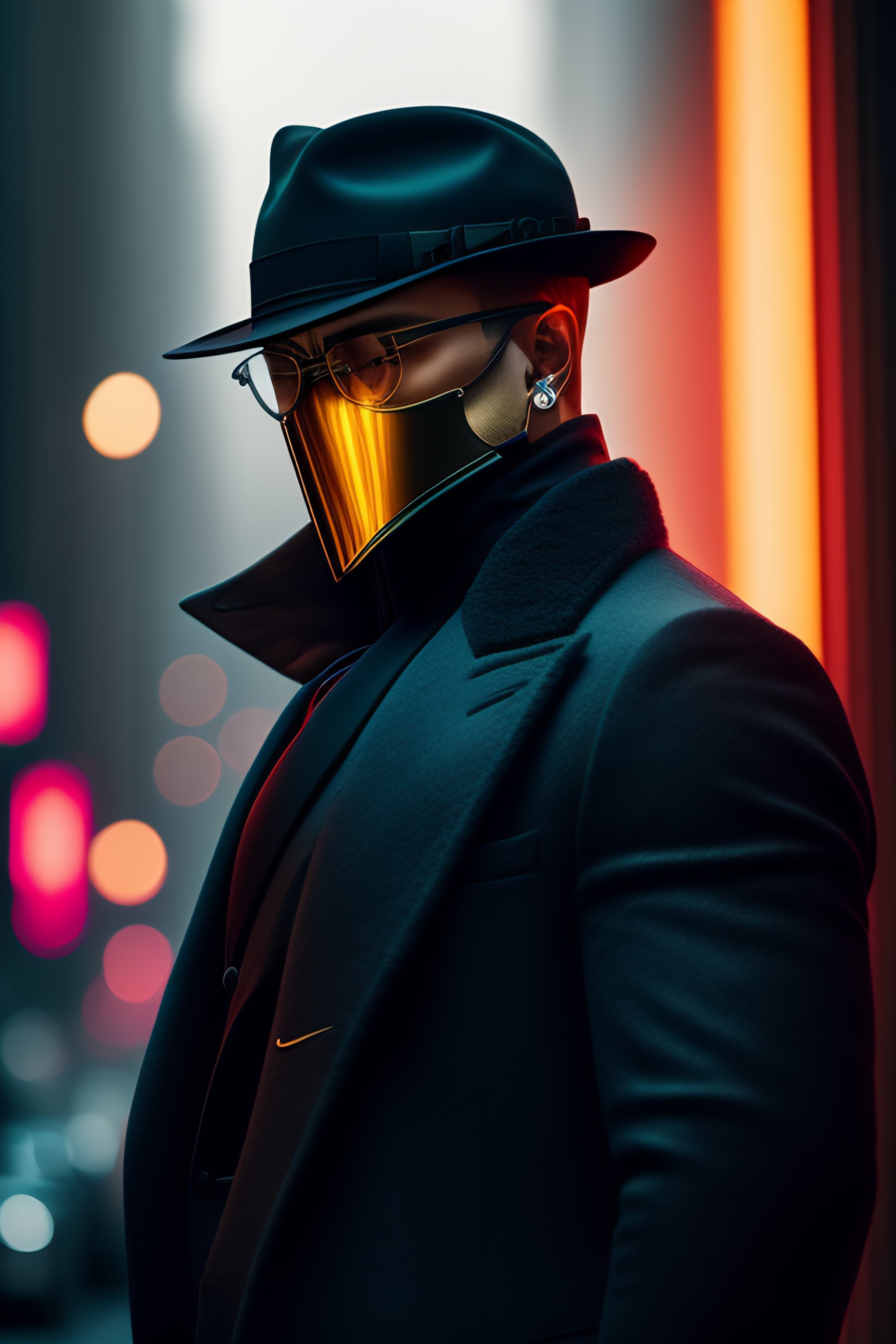 Lexica - A kingsman agent wearing a cyberpunk mask