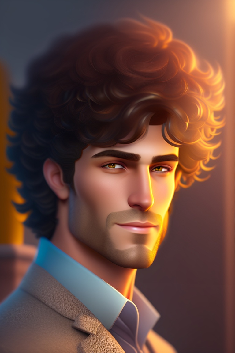 Lexica - A man with a little beard, yellow eyes ,wavy hair, cold eyes ...