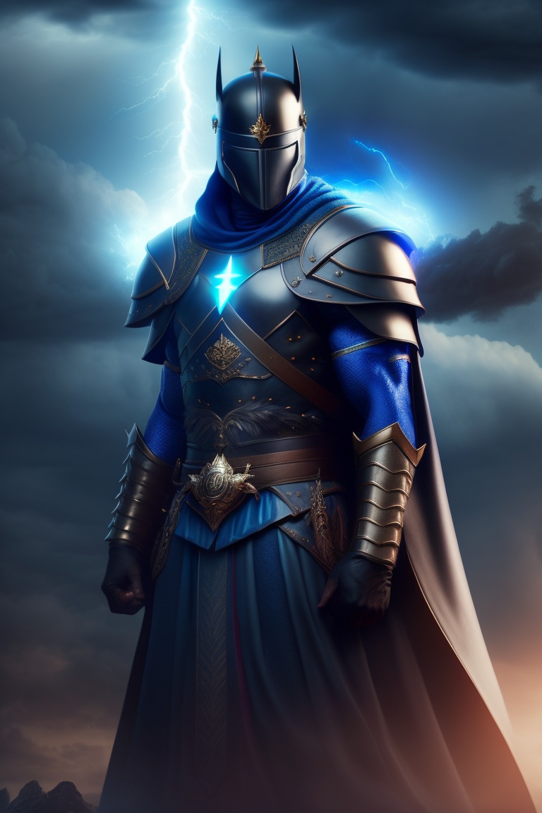 Lexica - A black assassin with a sword and a crown with blue lightning ...