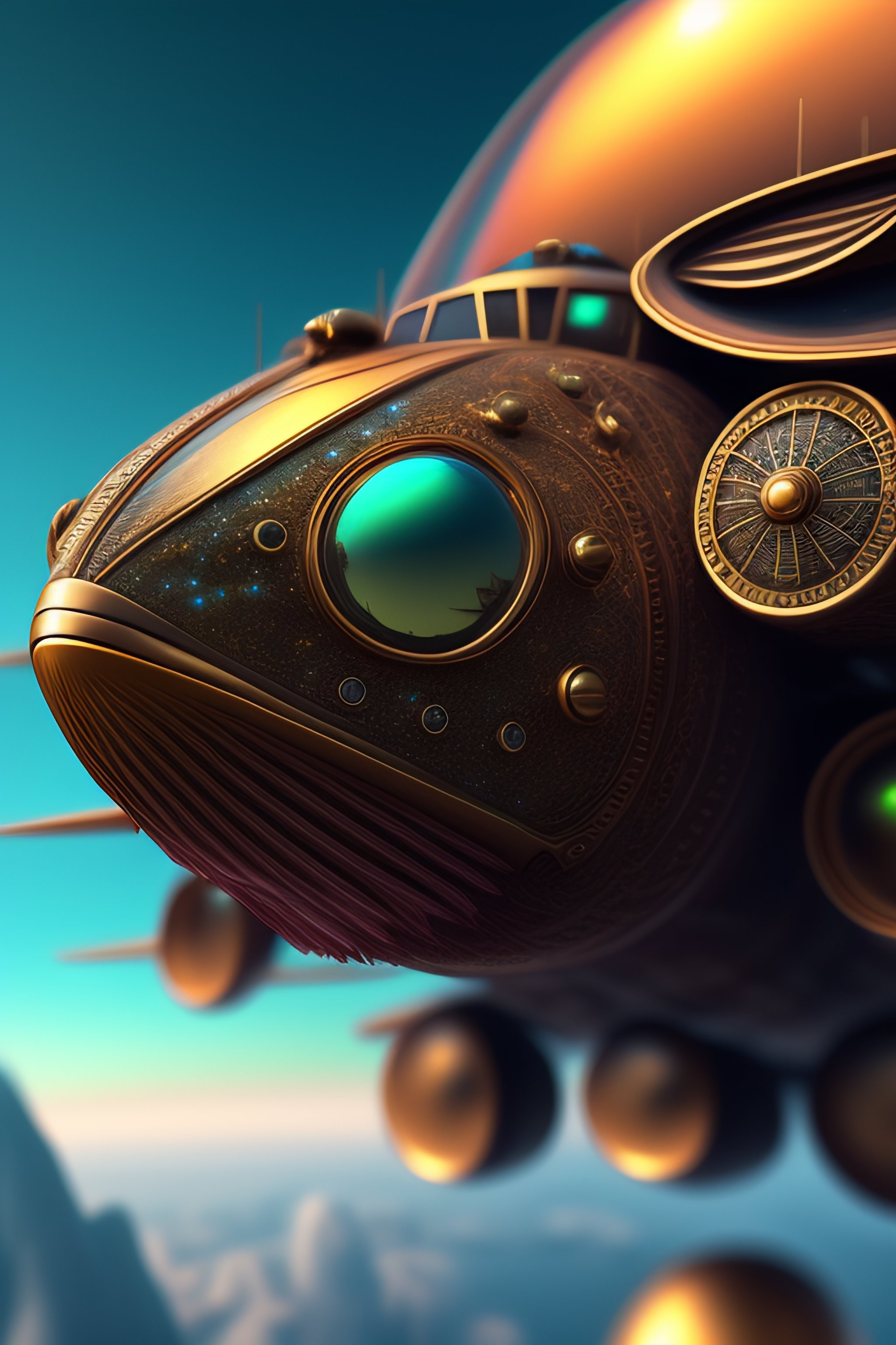 Lexica - Ultrawide shot of an organic biopunk airplane flying through ...