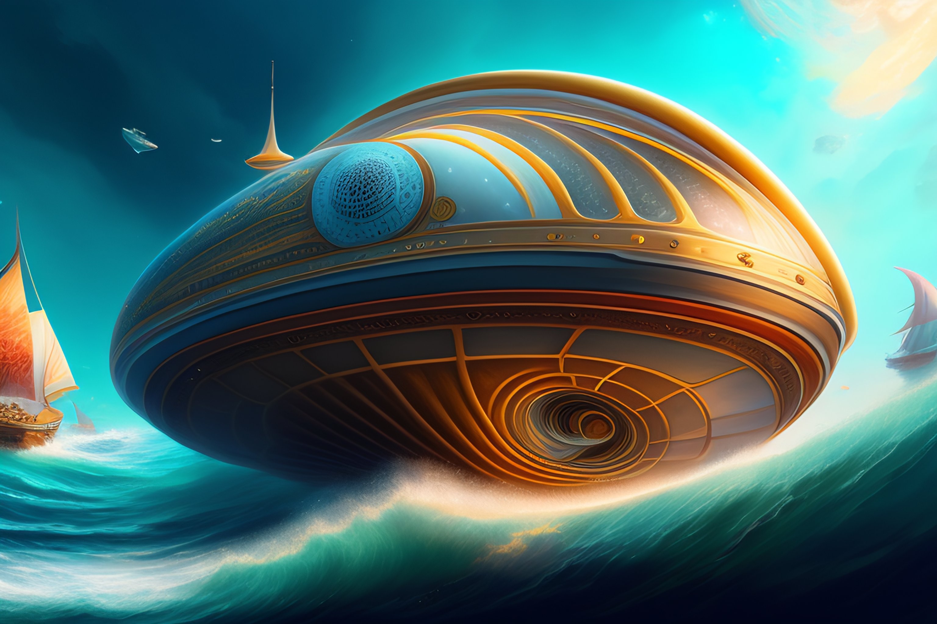 Lexica - Nautilus sea shell spaceship, digital painting, WLOP, natural ...
