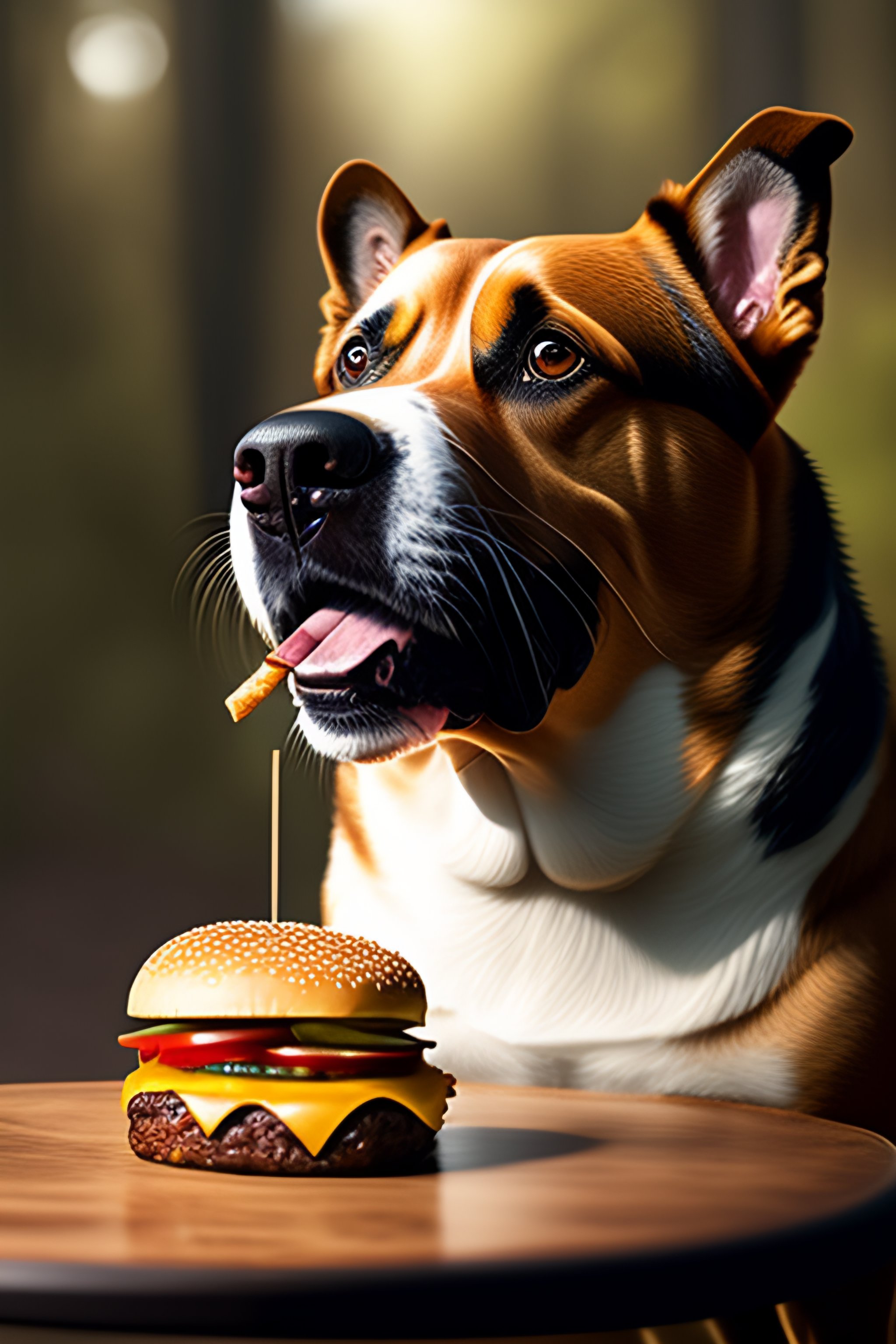 Lexica - A dog eating a burger