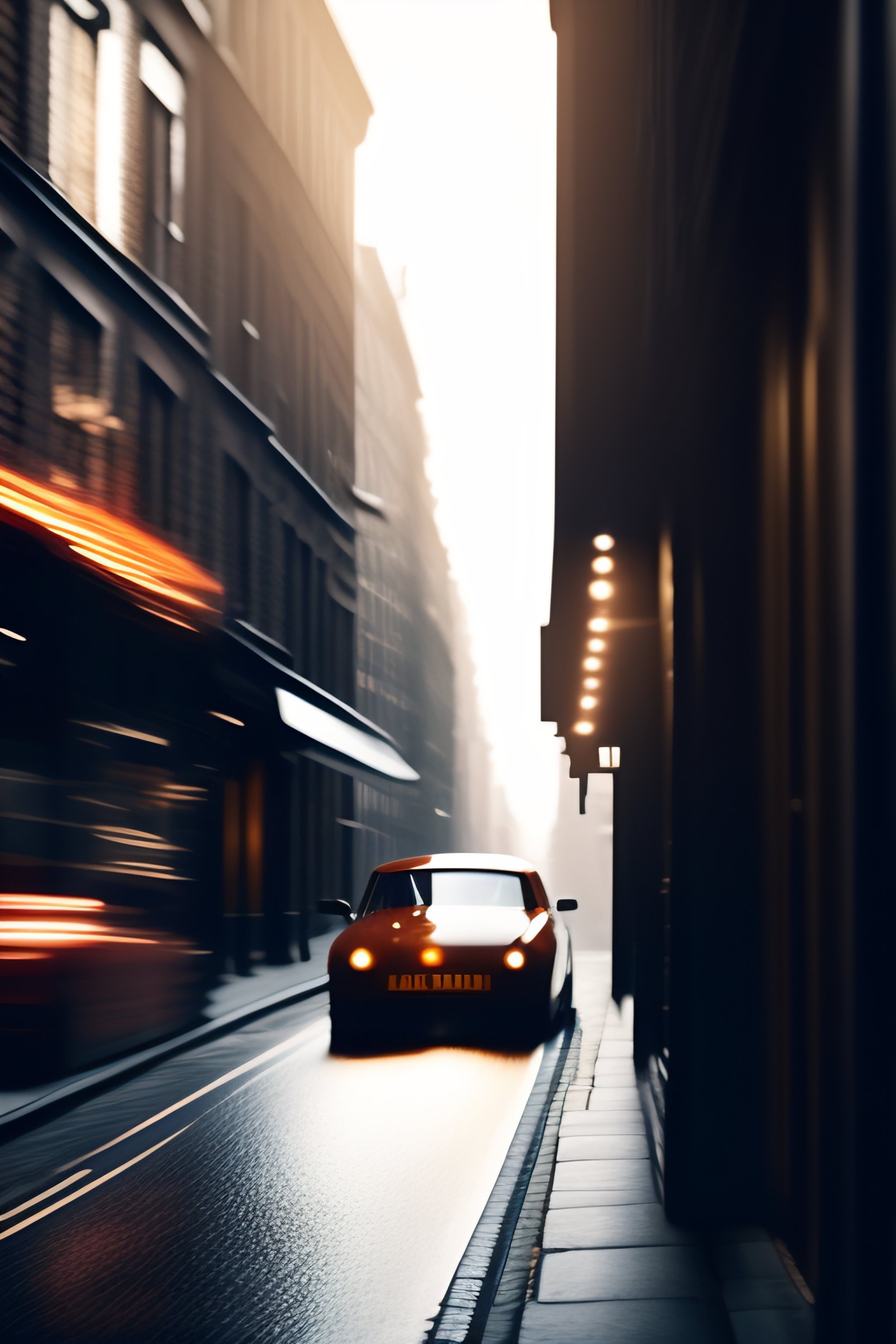 Lexica - A closeup action shot of a male spy driving through the narrow ...