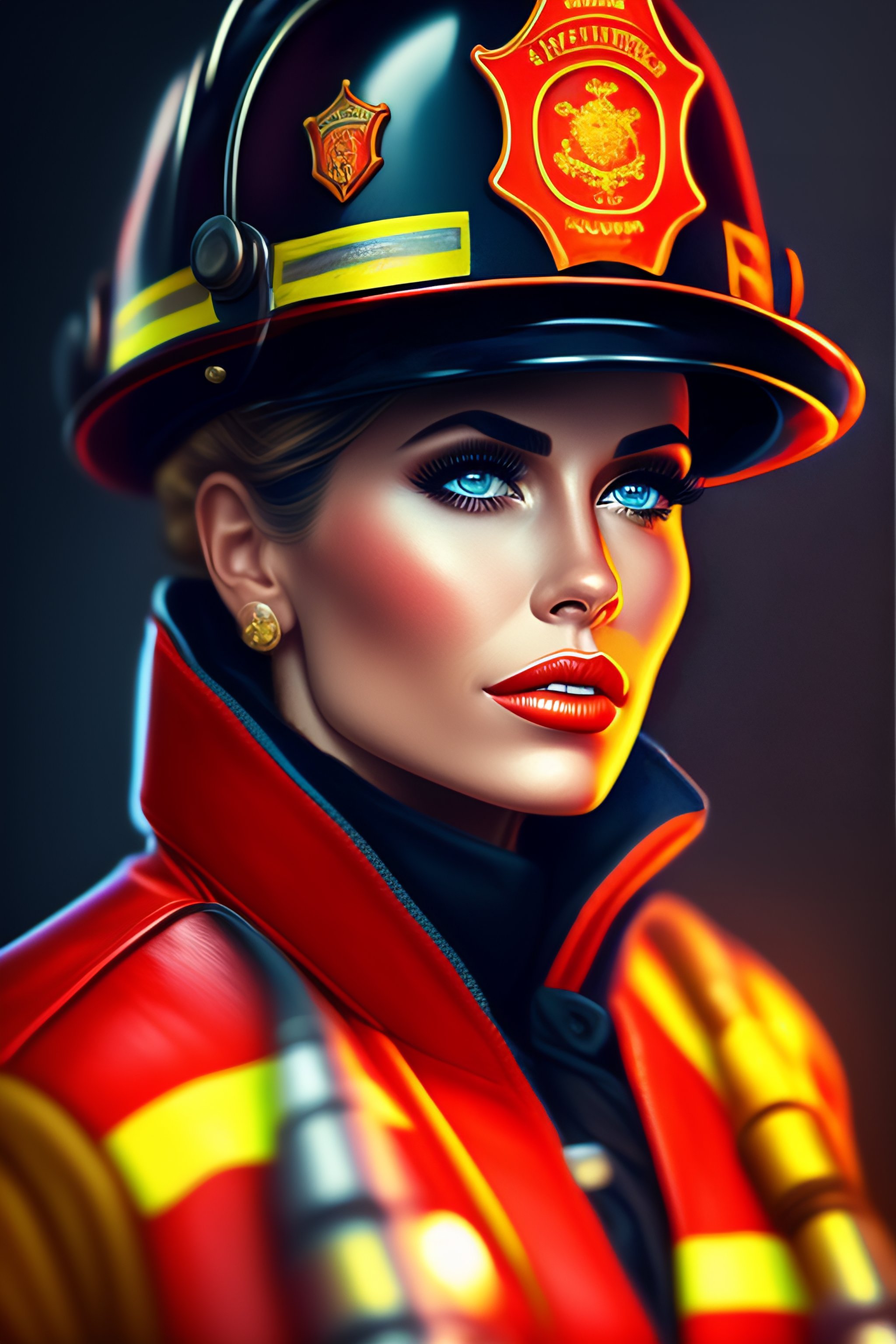Lexica - A firefighter man, style of laurie greasle, 4k, vibrant colors ...