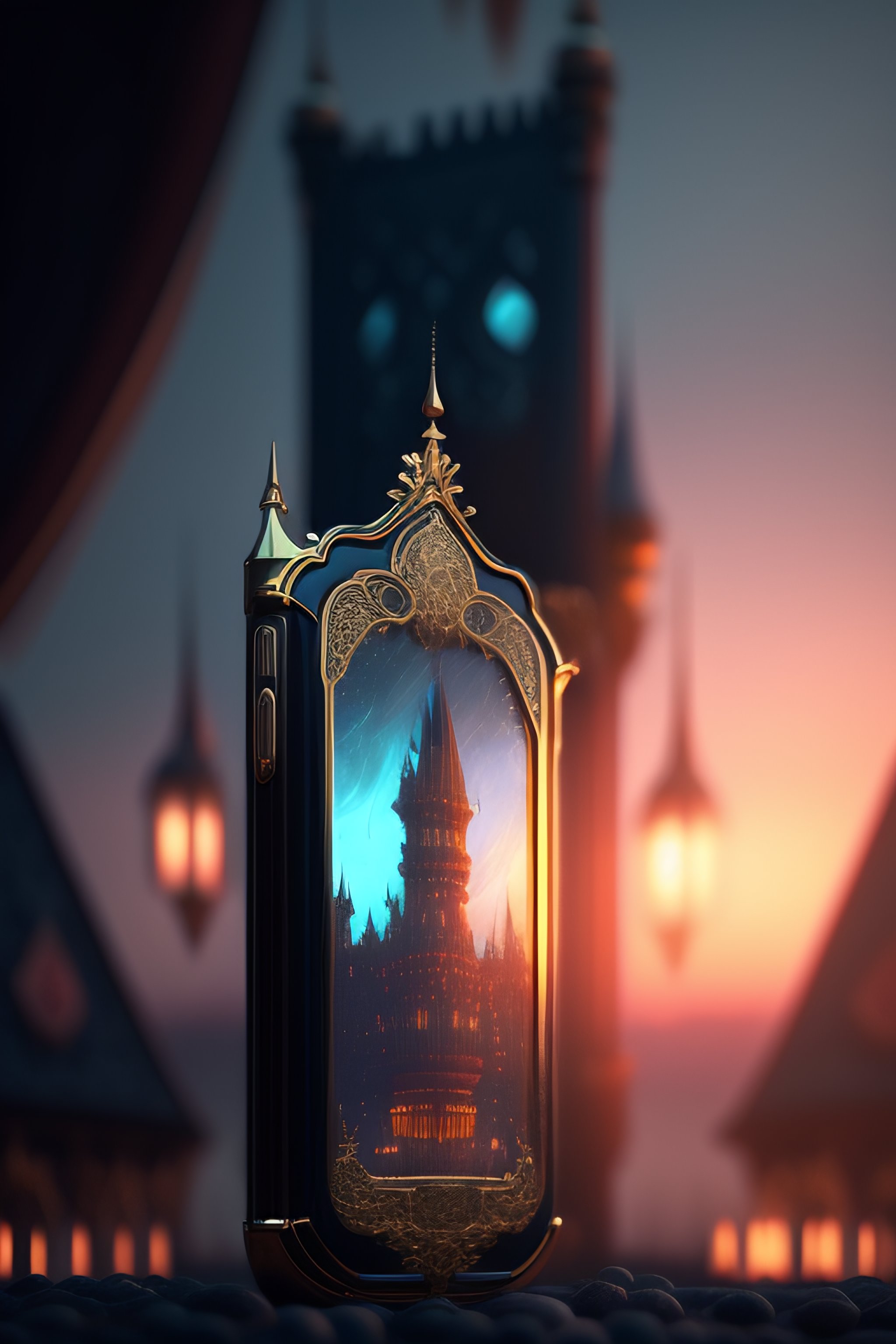 Lexica - Abstract dark fantasy transparent phone in front of a fantasy ...