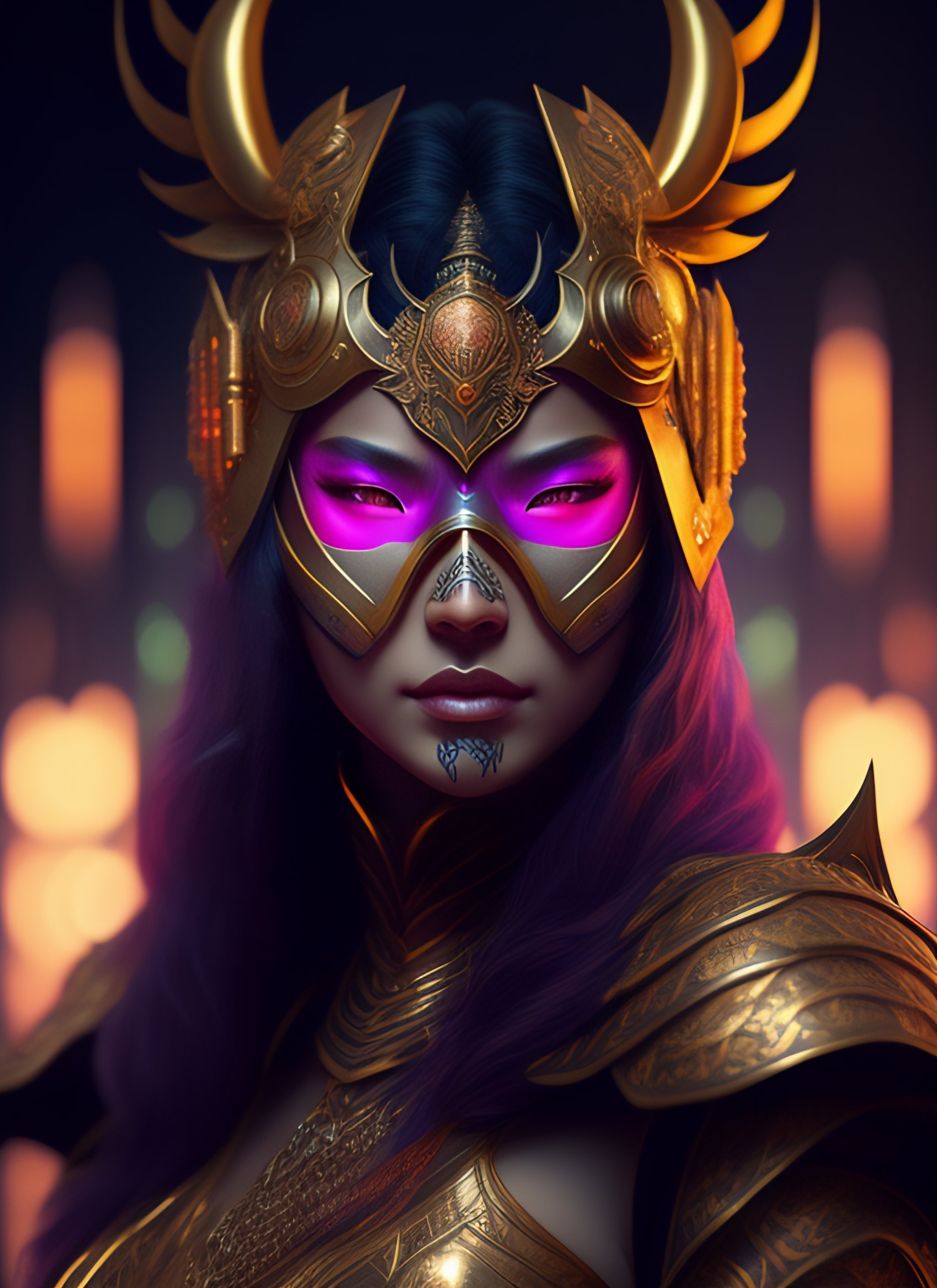 Lexica - A mind - blowing janpanese ghost mask, wearing cyberpunk armor ...