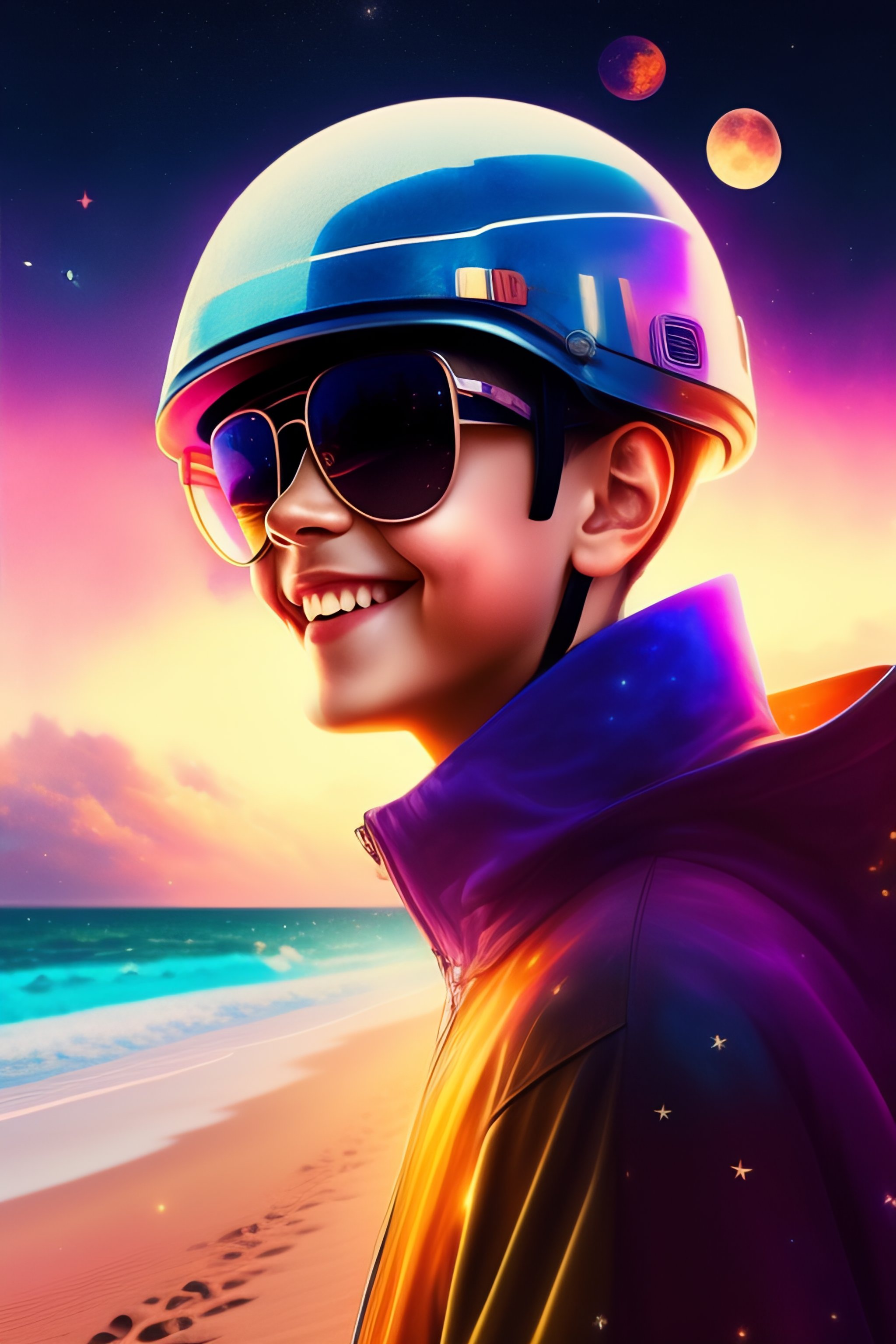 Lexica - Detailed portrait of a happy futuristic Young boy on a ...