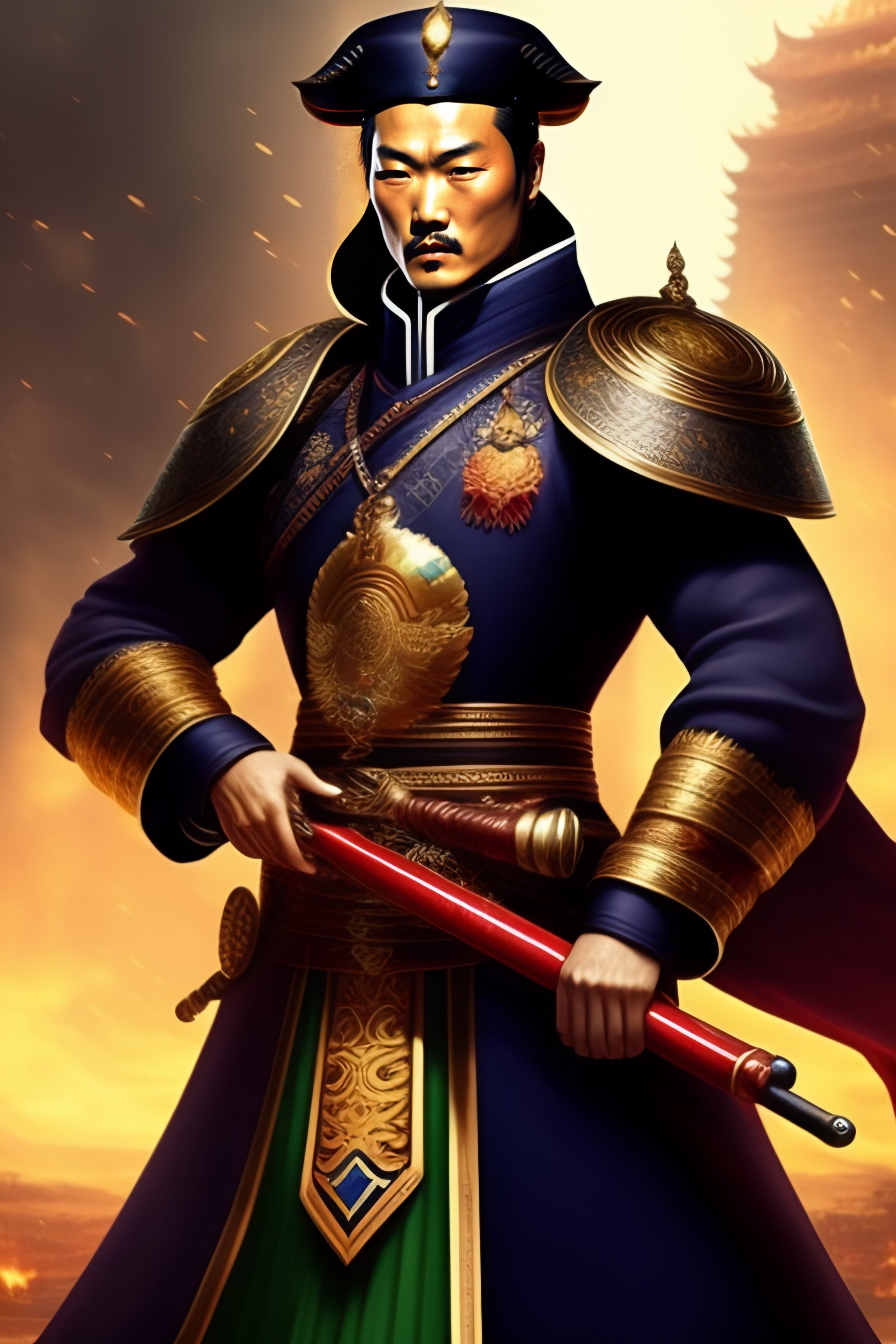 Lexica - Zhuge Liang holds a machine gun