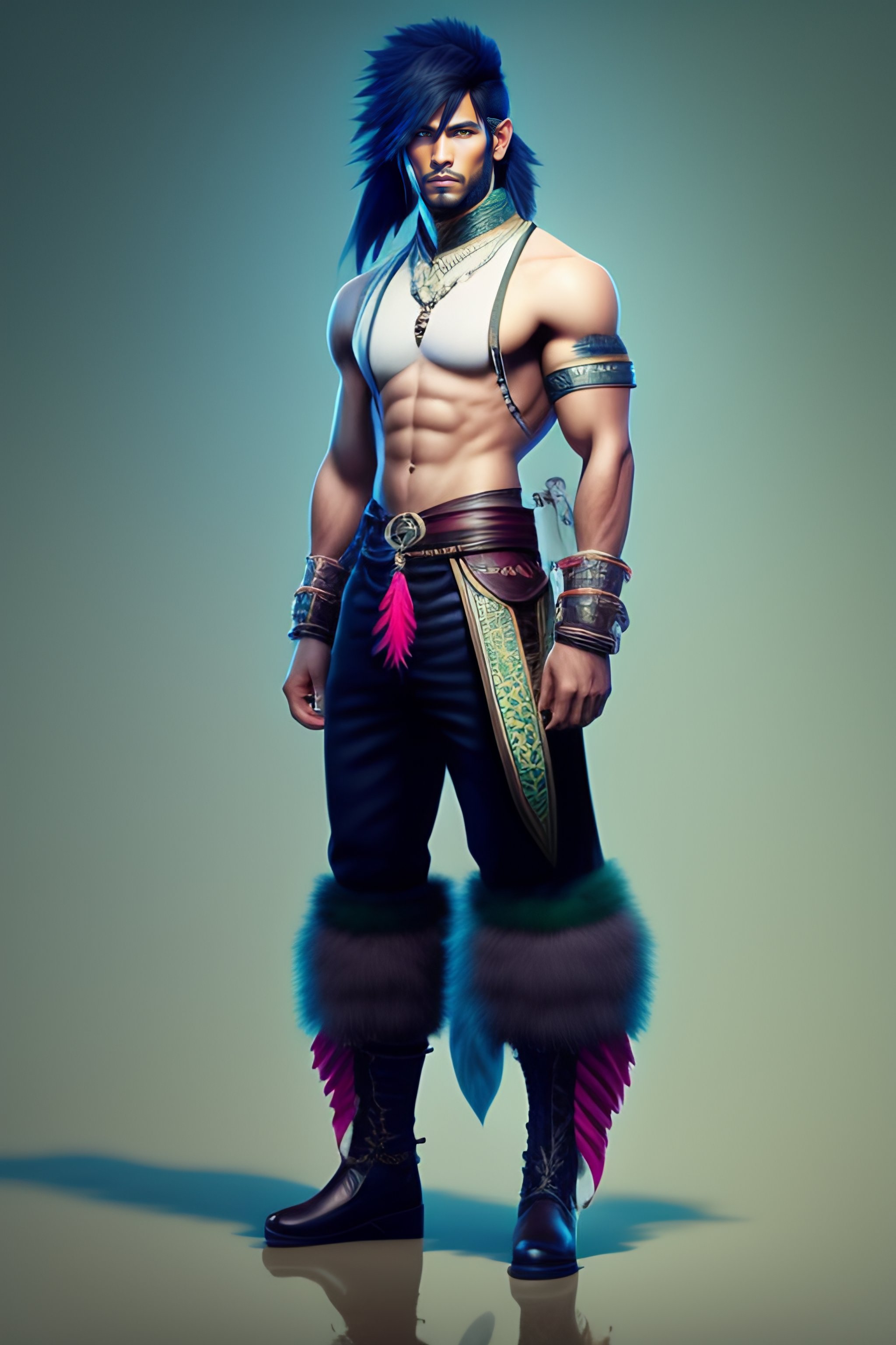 Lexica - Full body portrait of a human male with a monkey tail in the ...