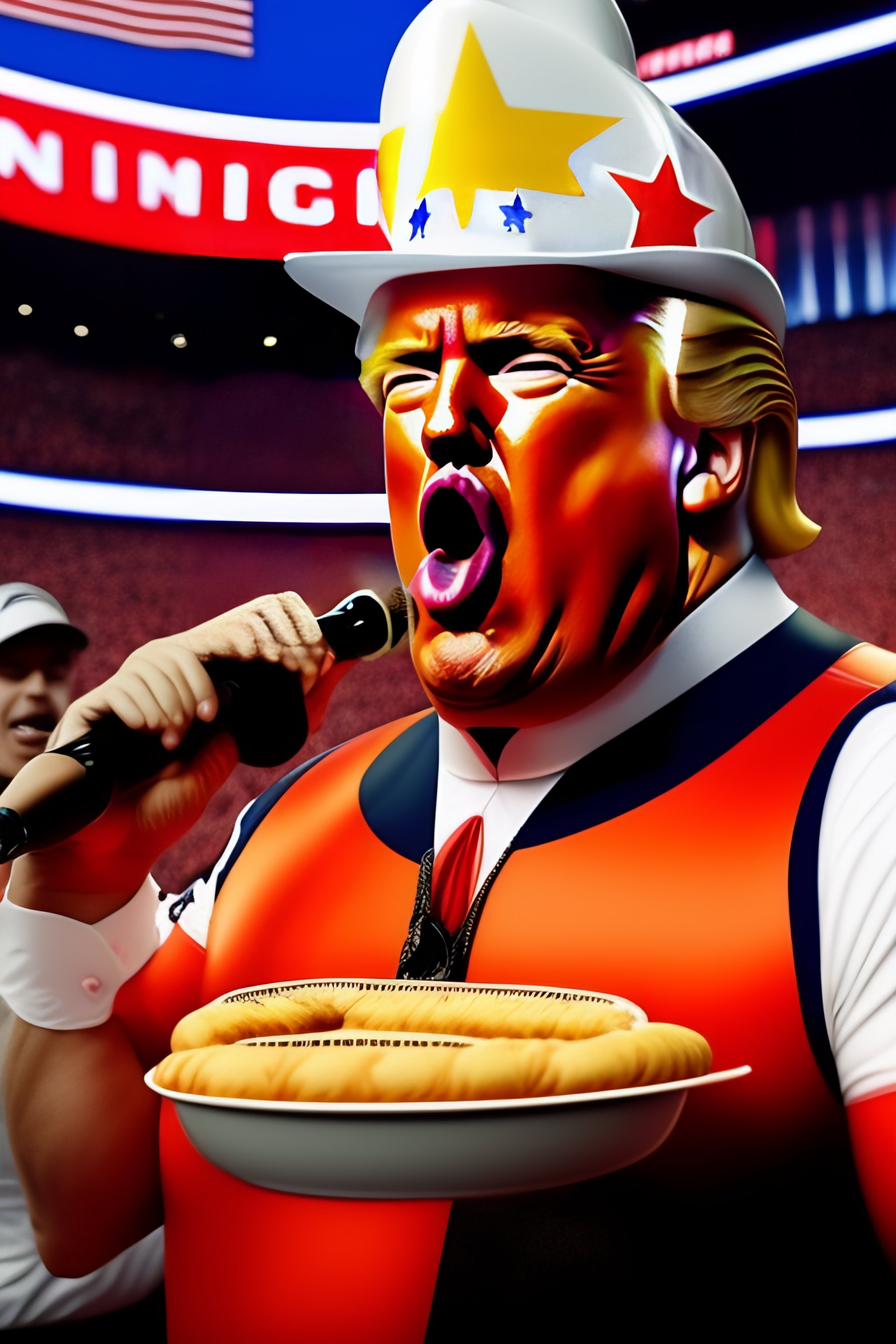 Lexica - Donald Trump winning a hotdog eating competition