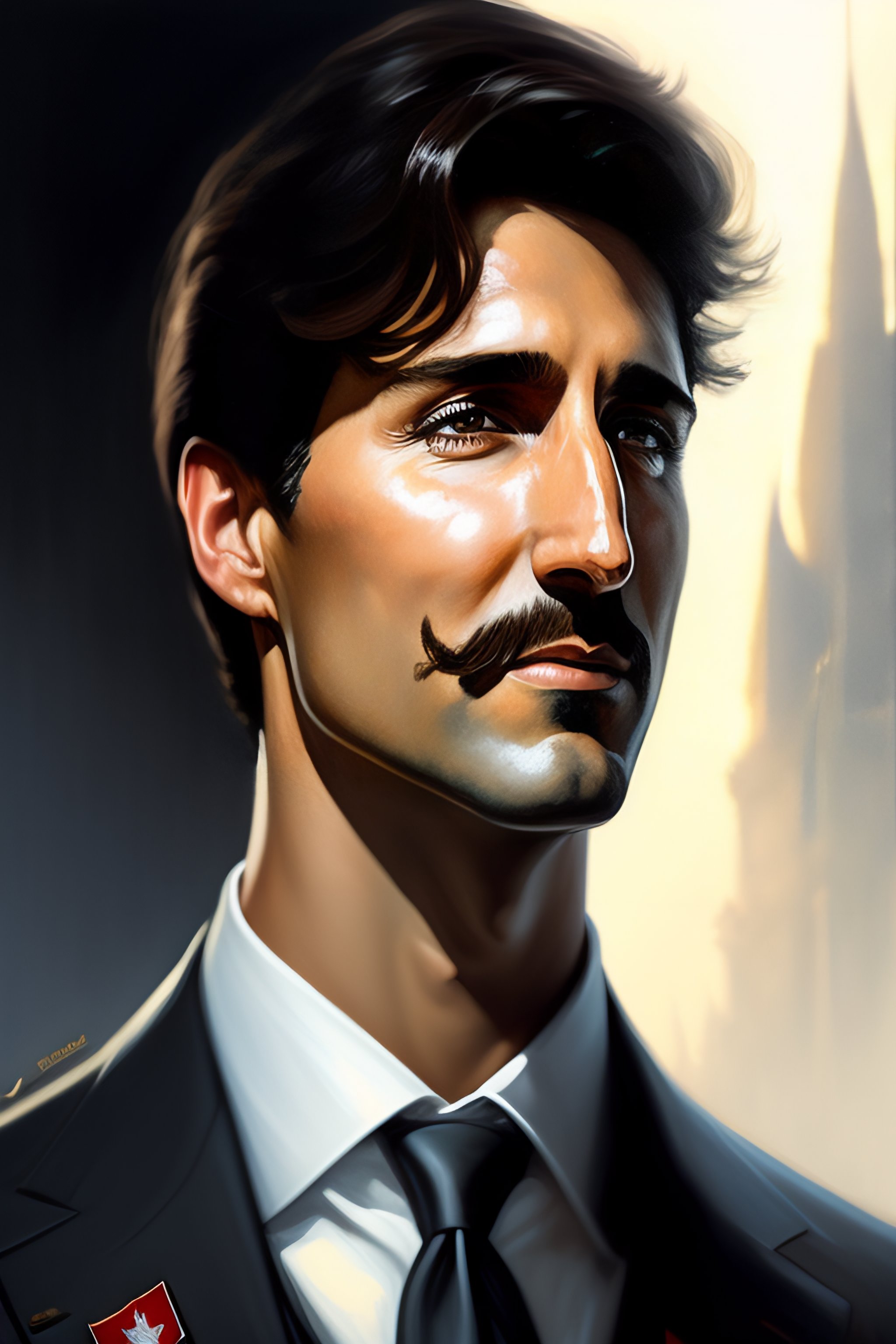 Lexica - Portrait of a justin trudeau, evil eyes, mouth open, epic ...
