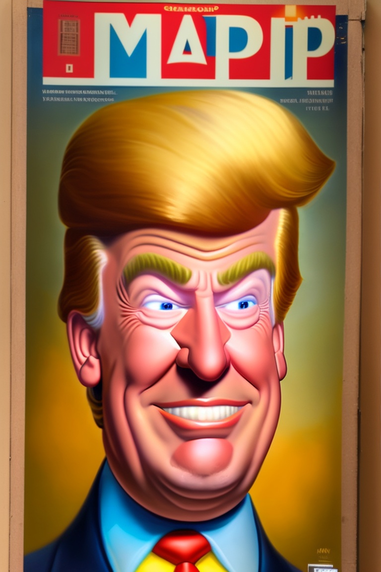 Lexica - Oil painting portrait of donald j. trump on cover of mad ...