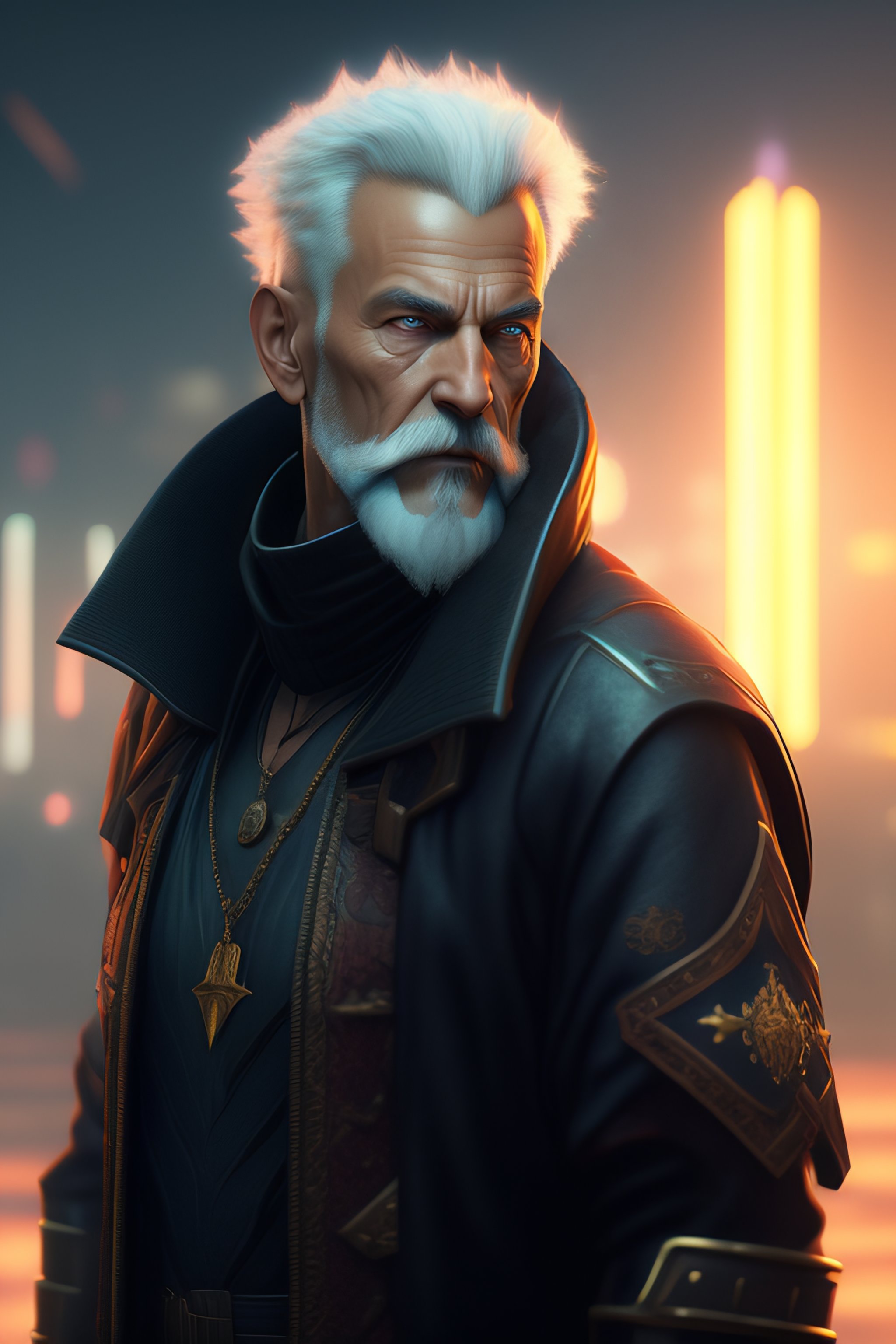 Lexica - Cyberpunk barded old man