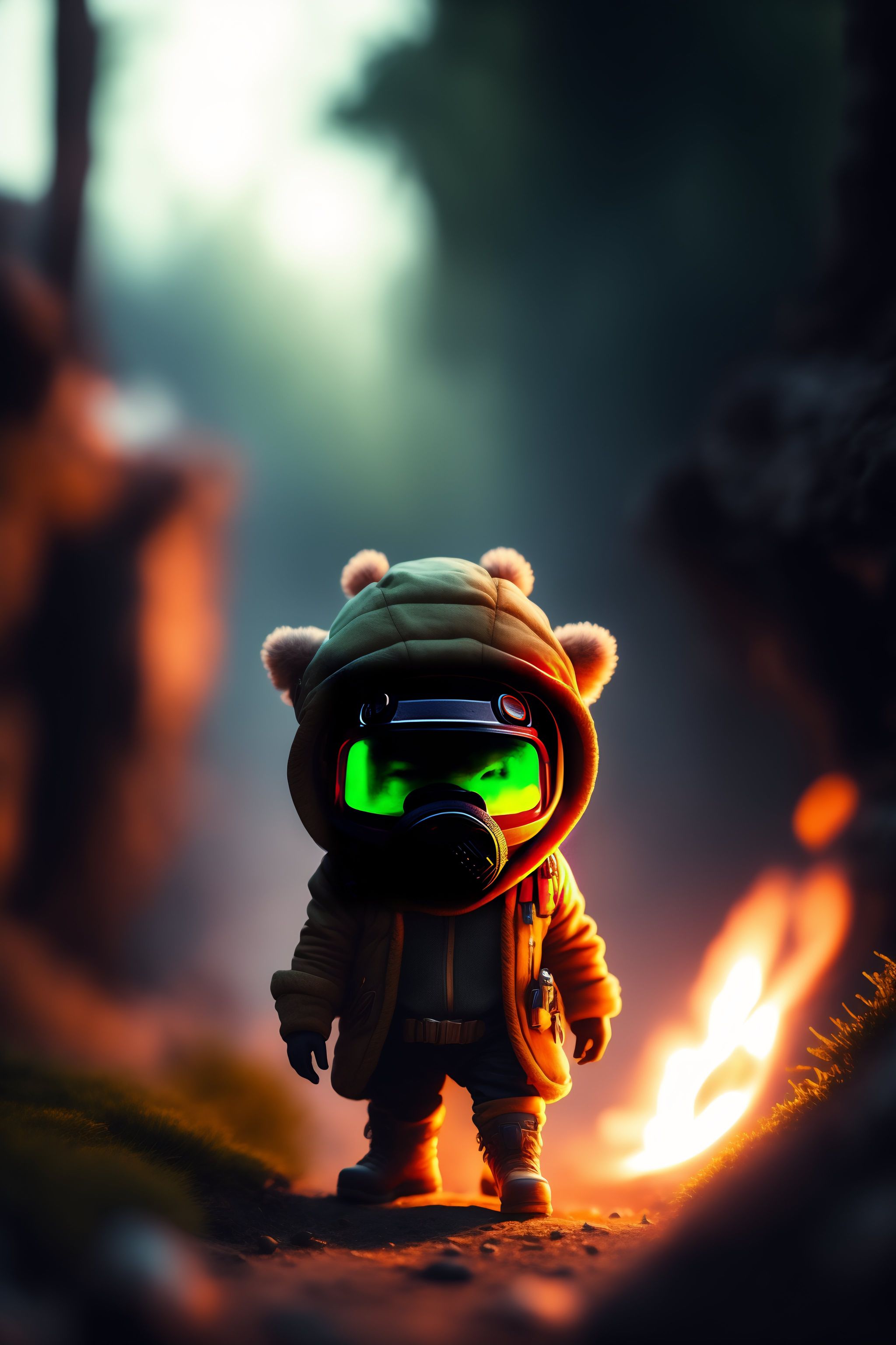 Lexica - Wide angle Environmental shot of Teemo in a post-apocalyptic ...