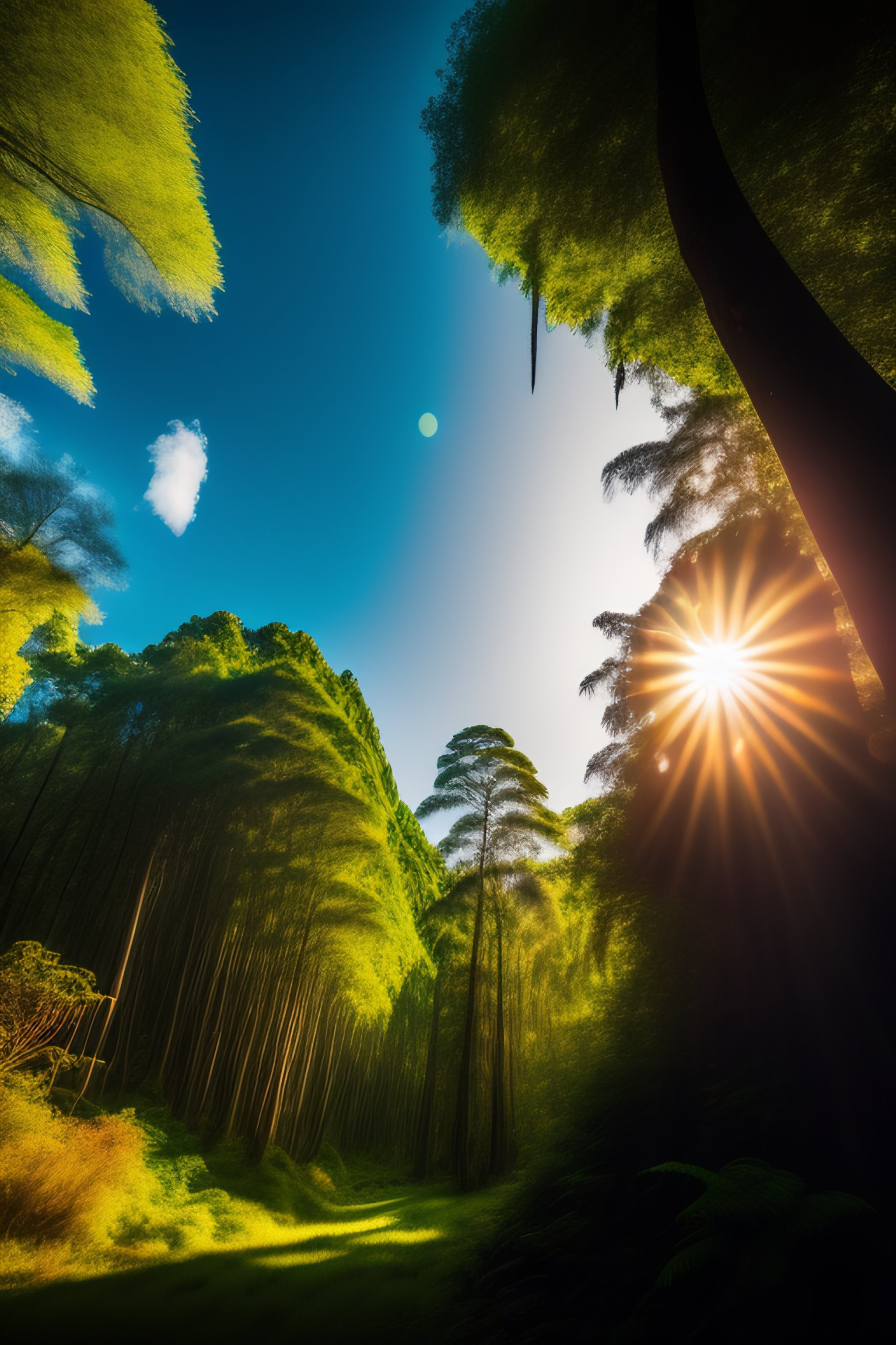 Lexica - Low wide angle shot of jungle, wilderness, photo, daytime ...