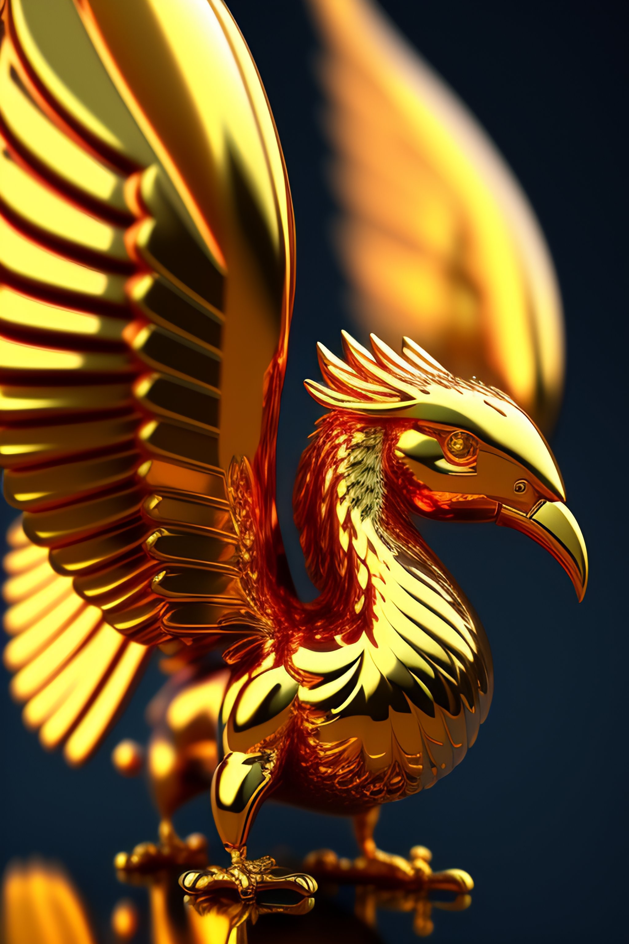 Lexica - A metal Garuda bird golden wings, very detailed, realistic ...