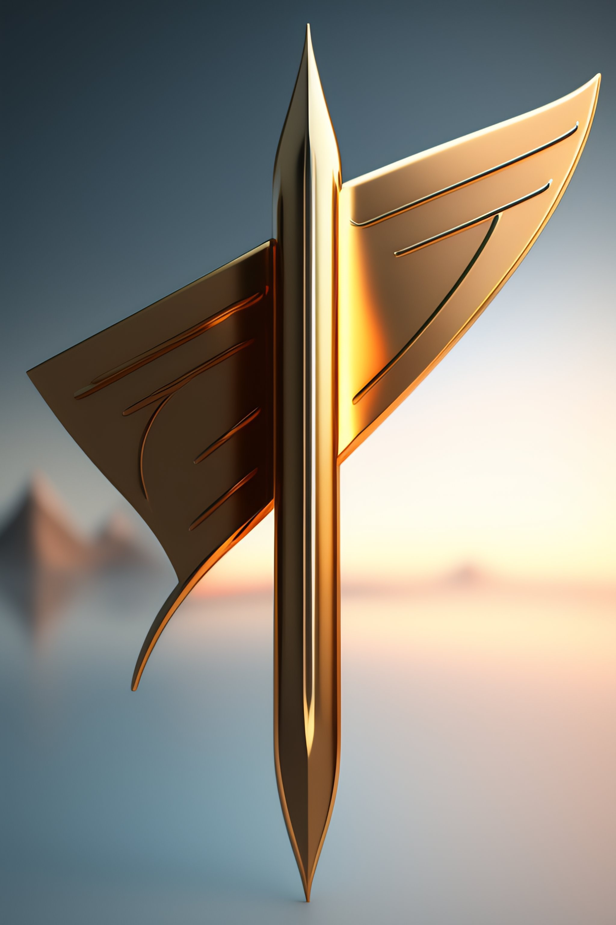 Lexica - 3d render of a wing, arrow quiver, magic wand, majestic ...