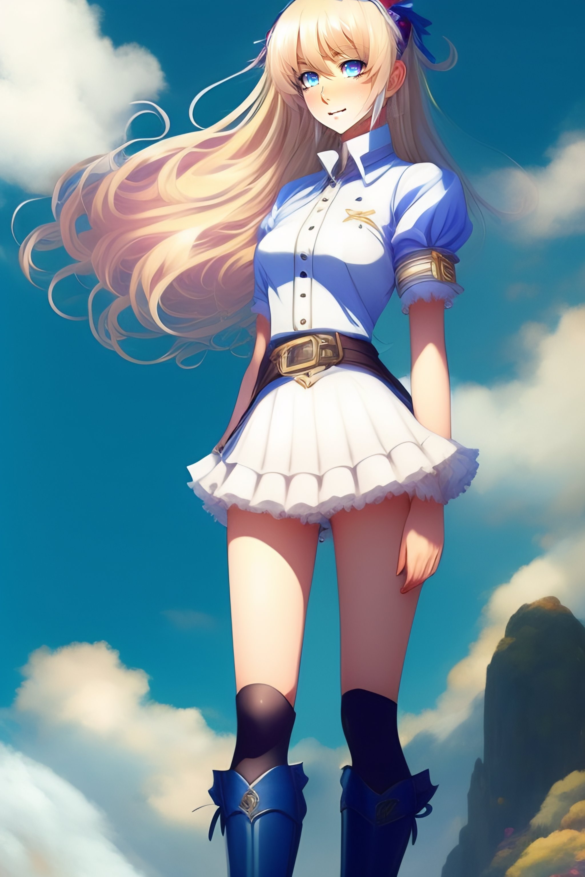 Lexica - FGO anime girl Blond, long hair, blue eyes and a pretty smile ...