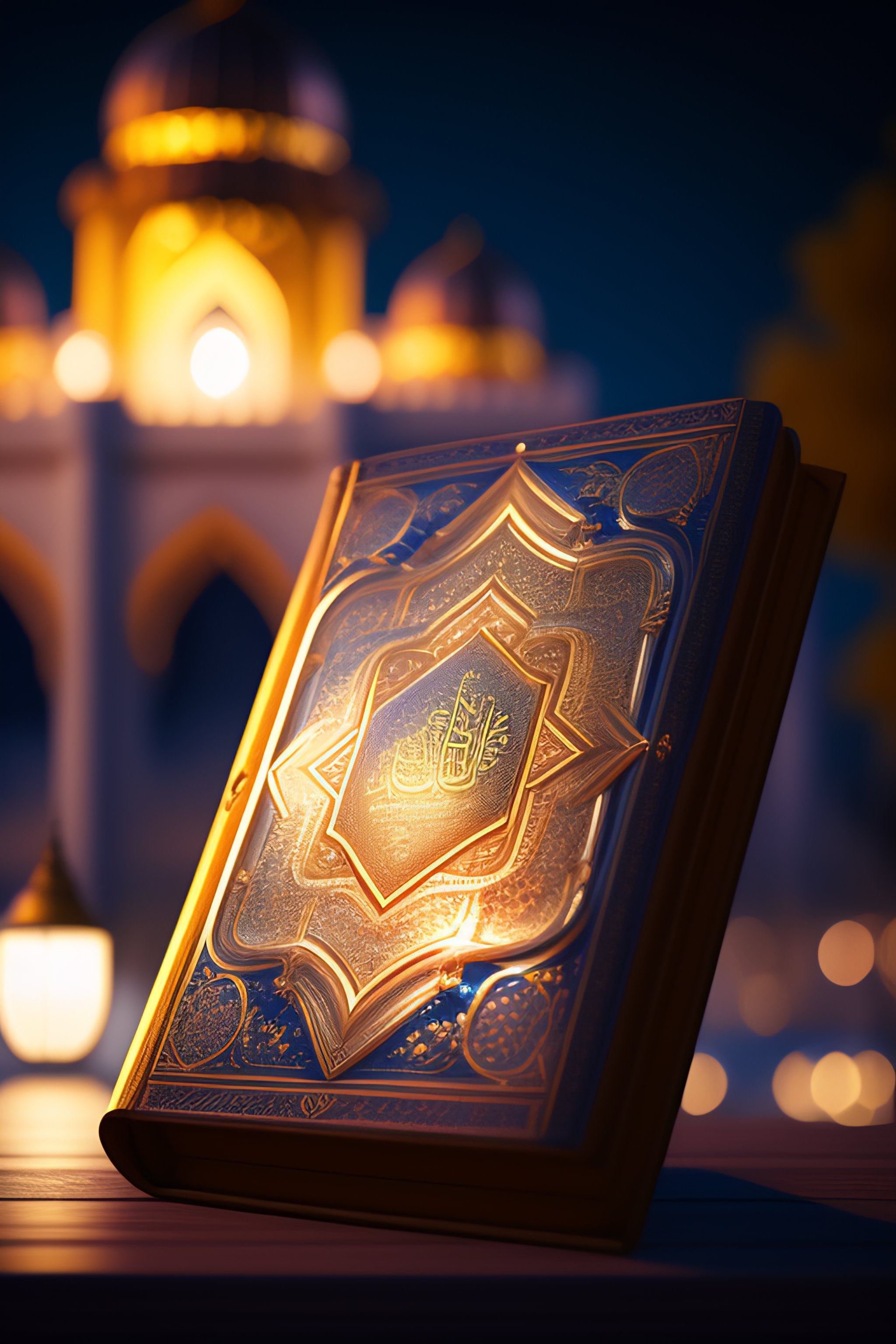 Lexica - Shiny clear Quran in front of a mosque, 8k, highly detailed ...
