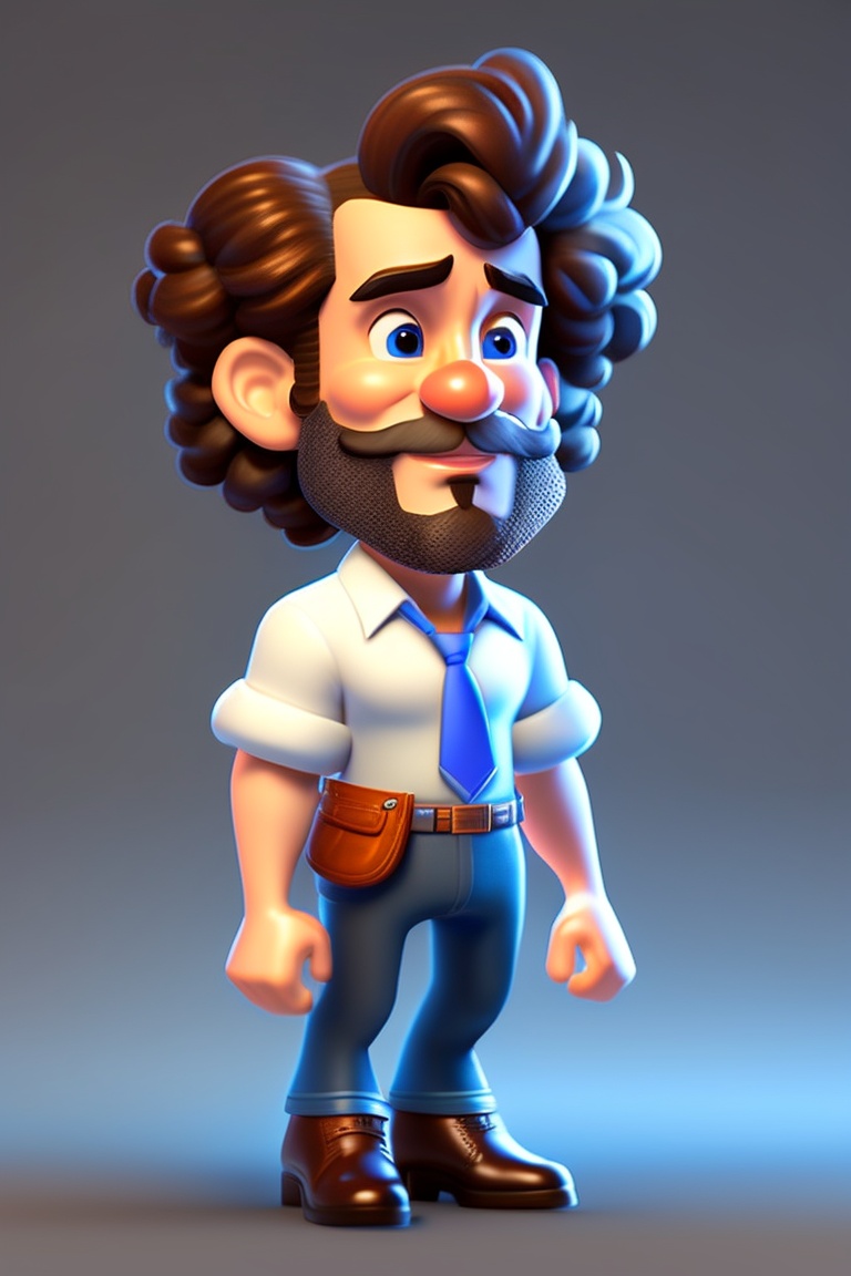 Lexica - Black Curly Brown Hair Old Man In White Shirt, Blue Pants ...