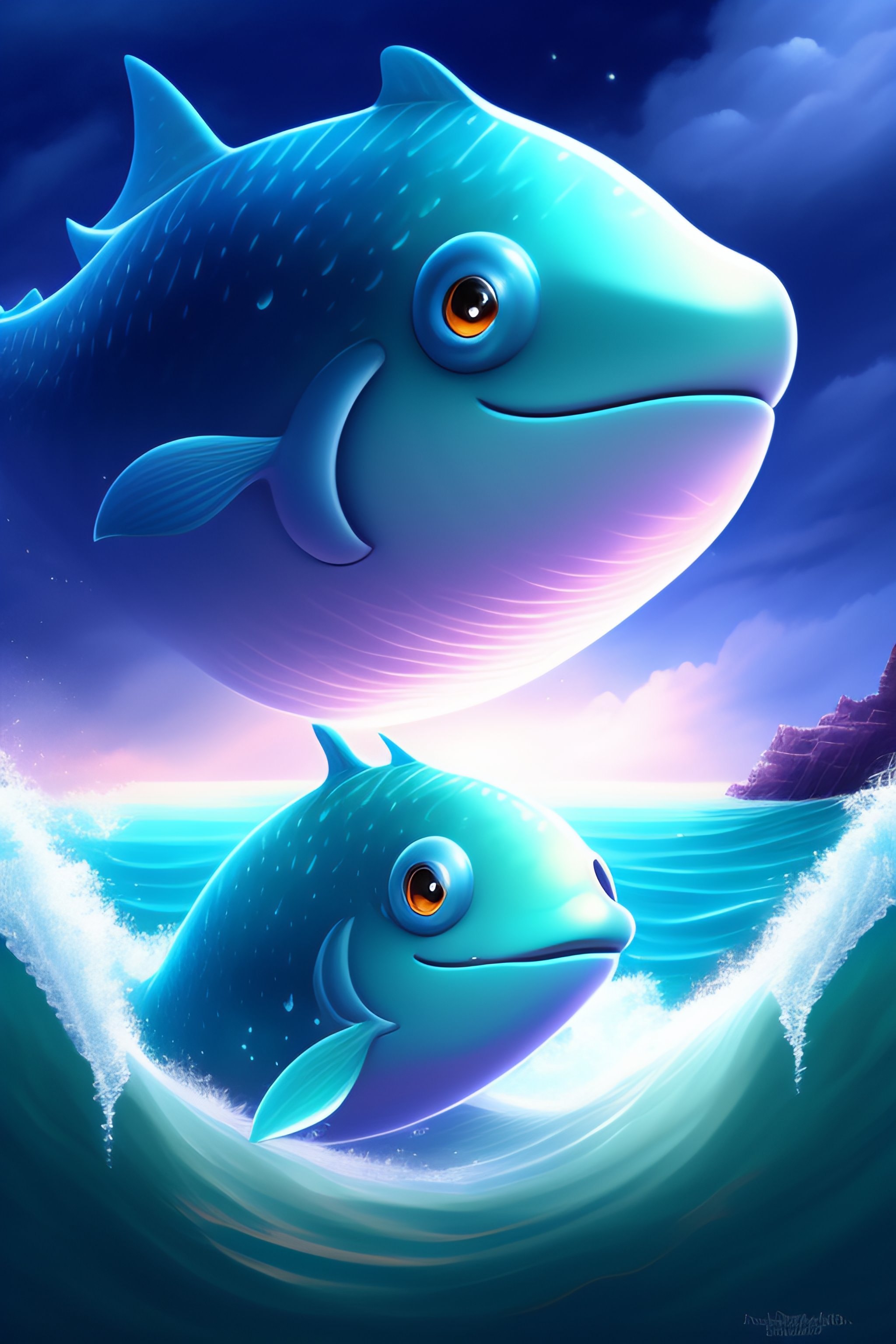 Lexica - A cute baby leviathan in the art style of magic the gathering ...