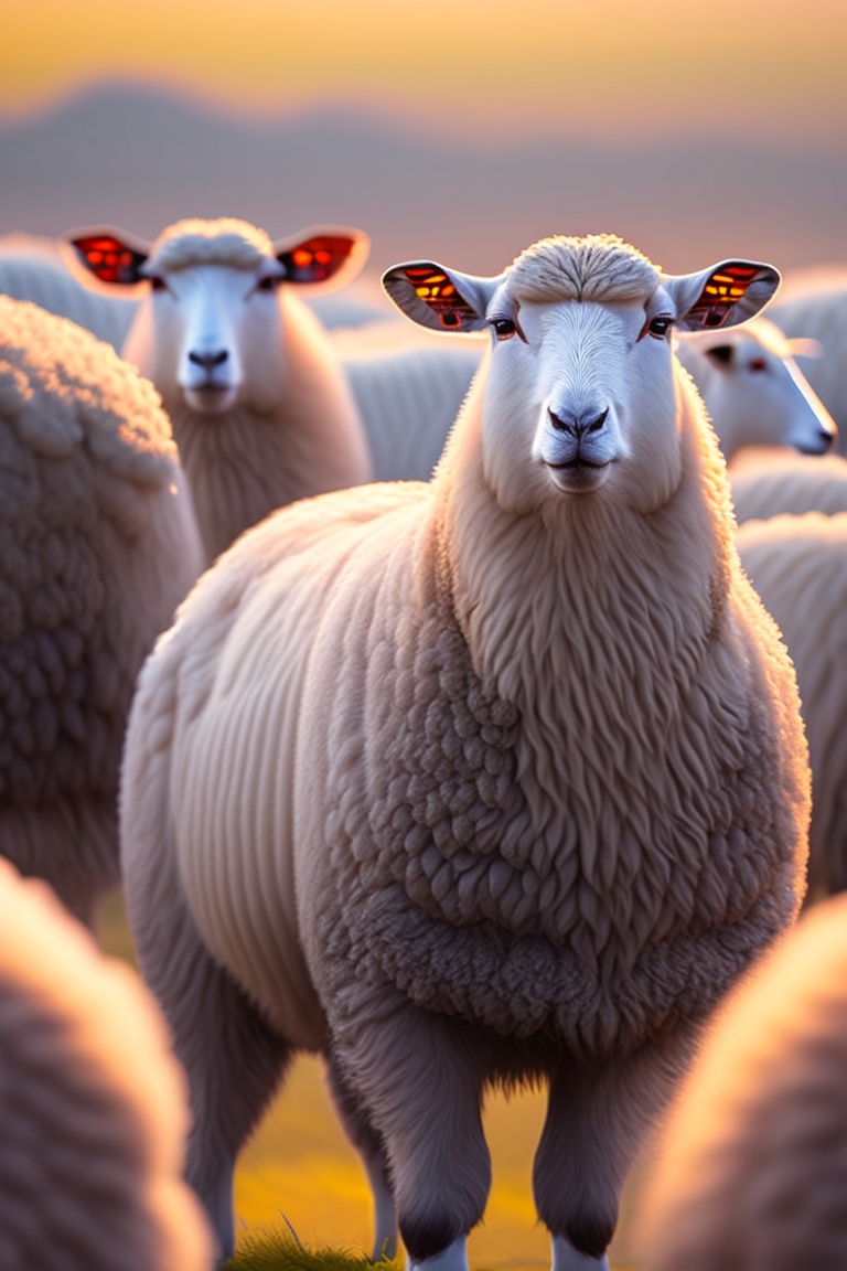 Lexica - Animted sheep flock, realistic, seen frome side angle, focused ...