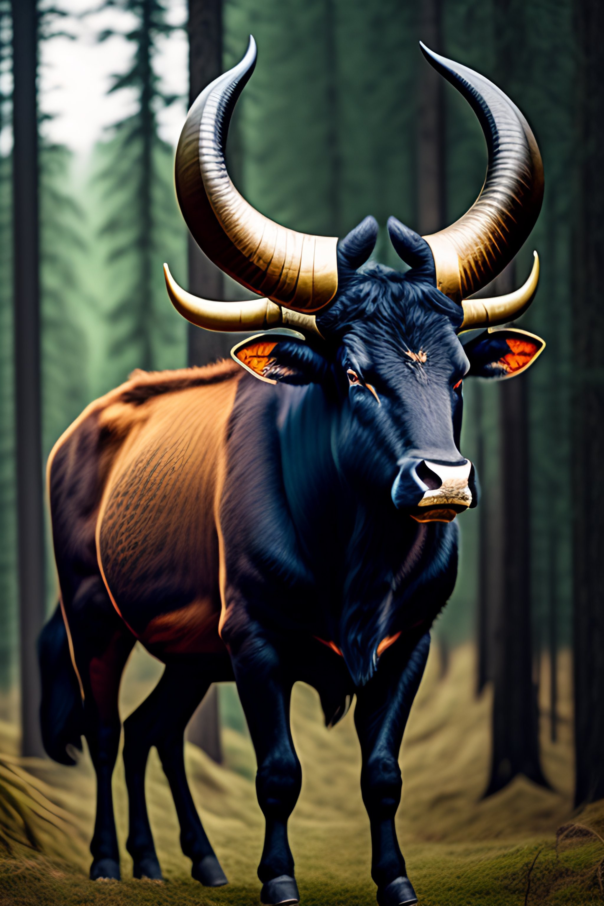 Lexica - Devil with bull big horns in armor in forest