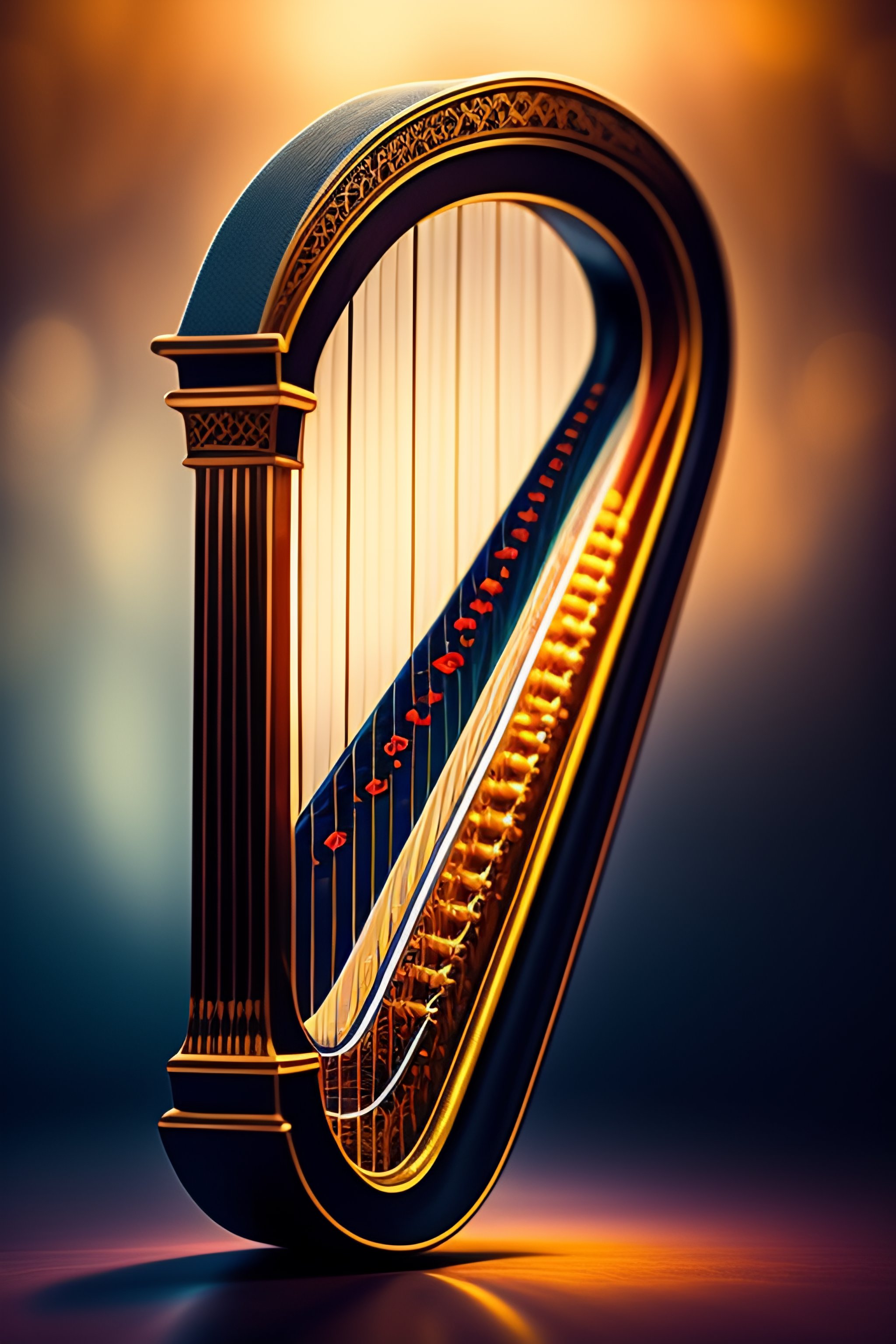 Lexica - Beautiful visual musical notes coming from a harp transforming ...