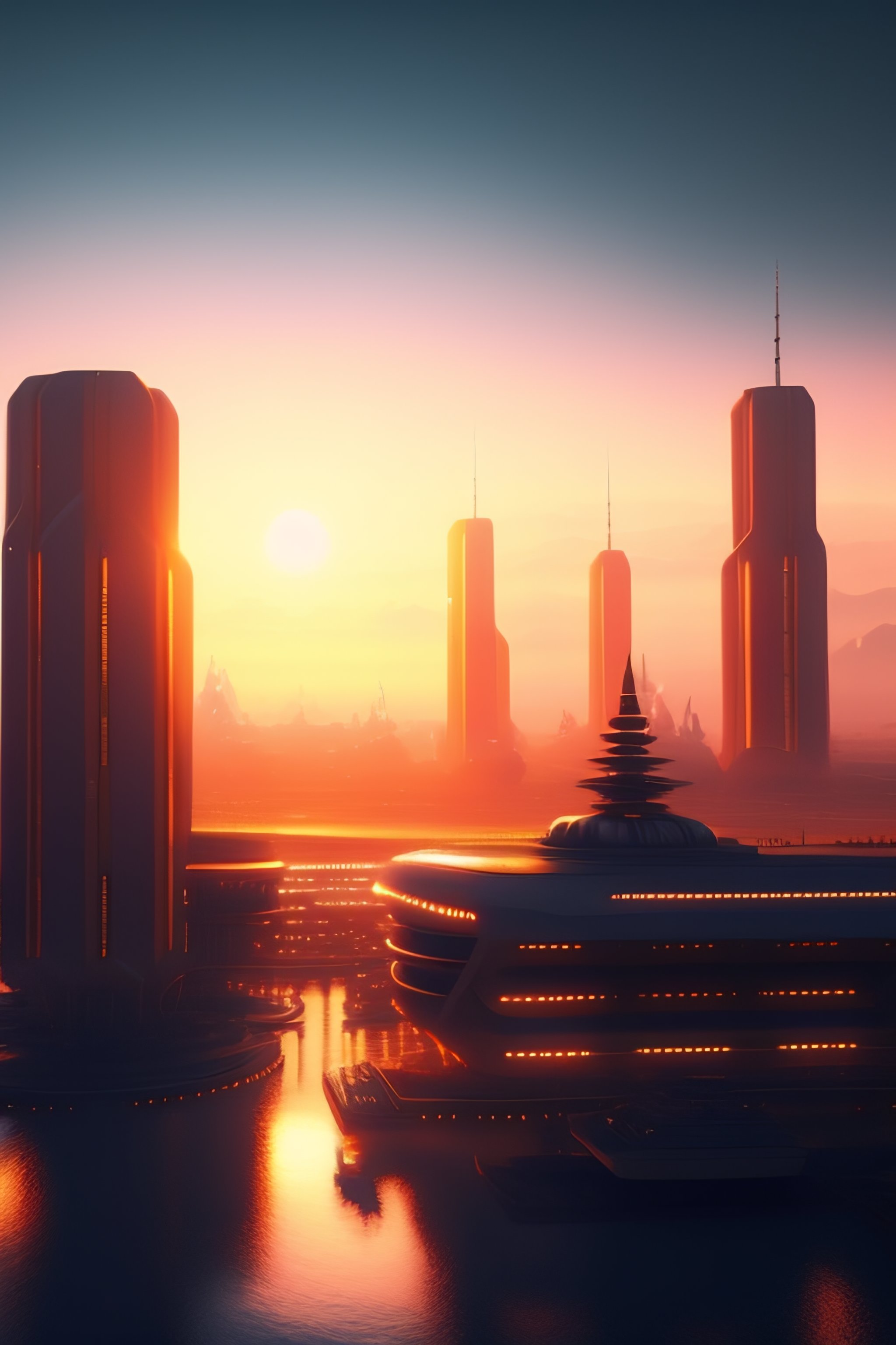 Lexica - Small old country town with humongous futuristic city built ...