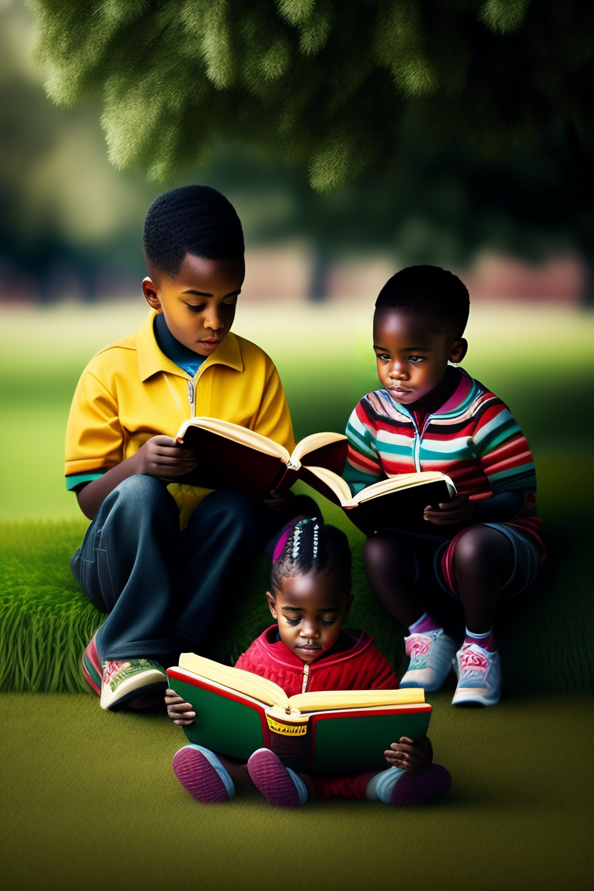 African American Children Reading