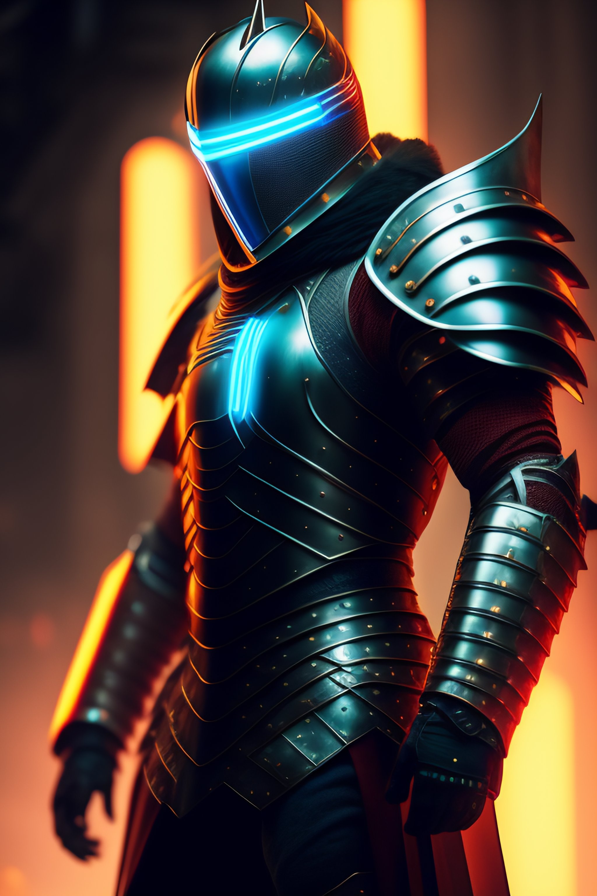 Lexica - Medieval knight with futuristic armor and electronic gadgets ...