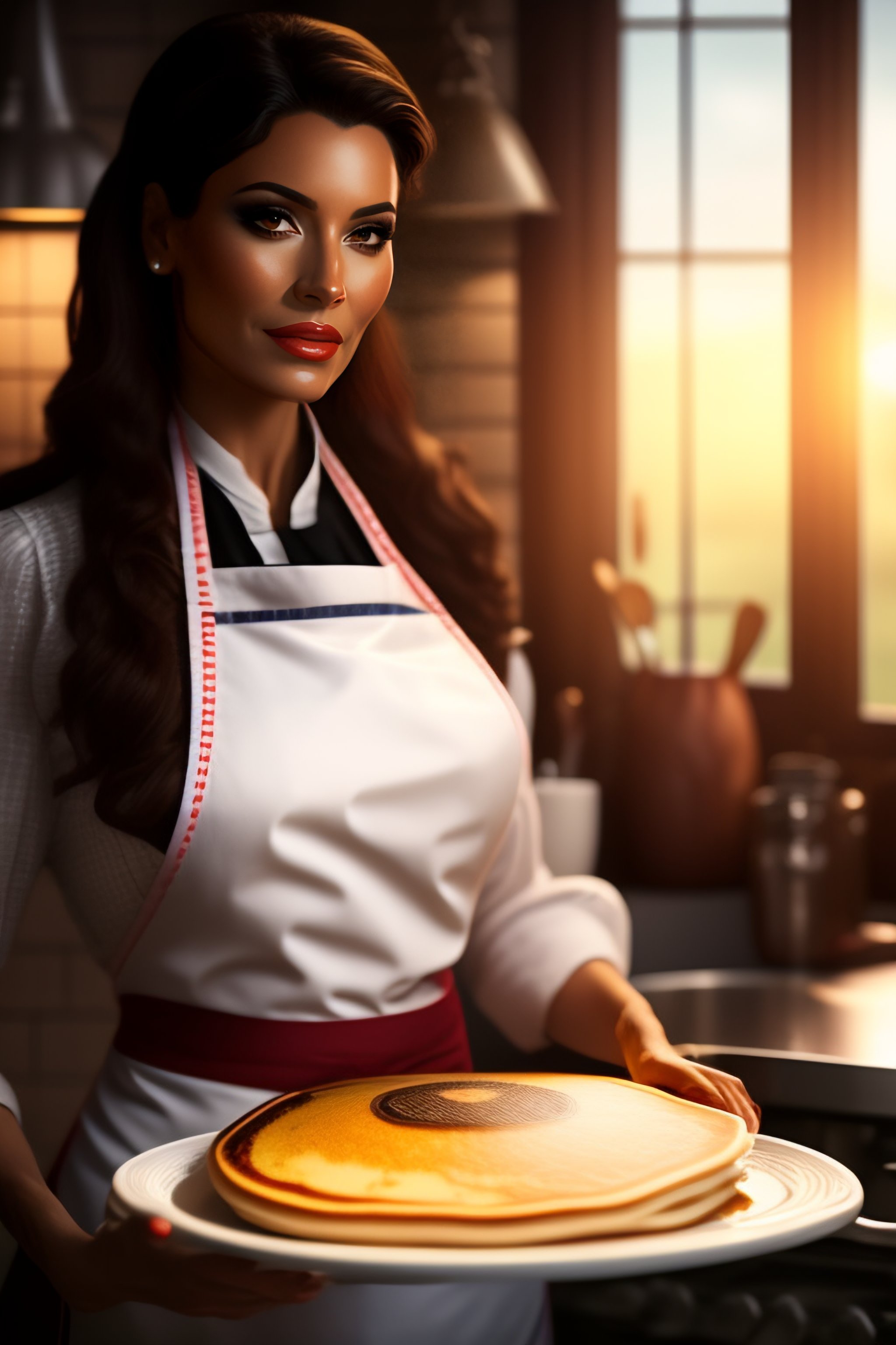 Lexica - Female Lucifer from Helltaker in the Kitchen with a apron ...