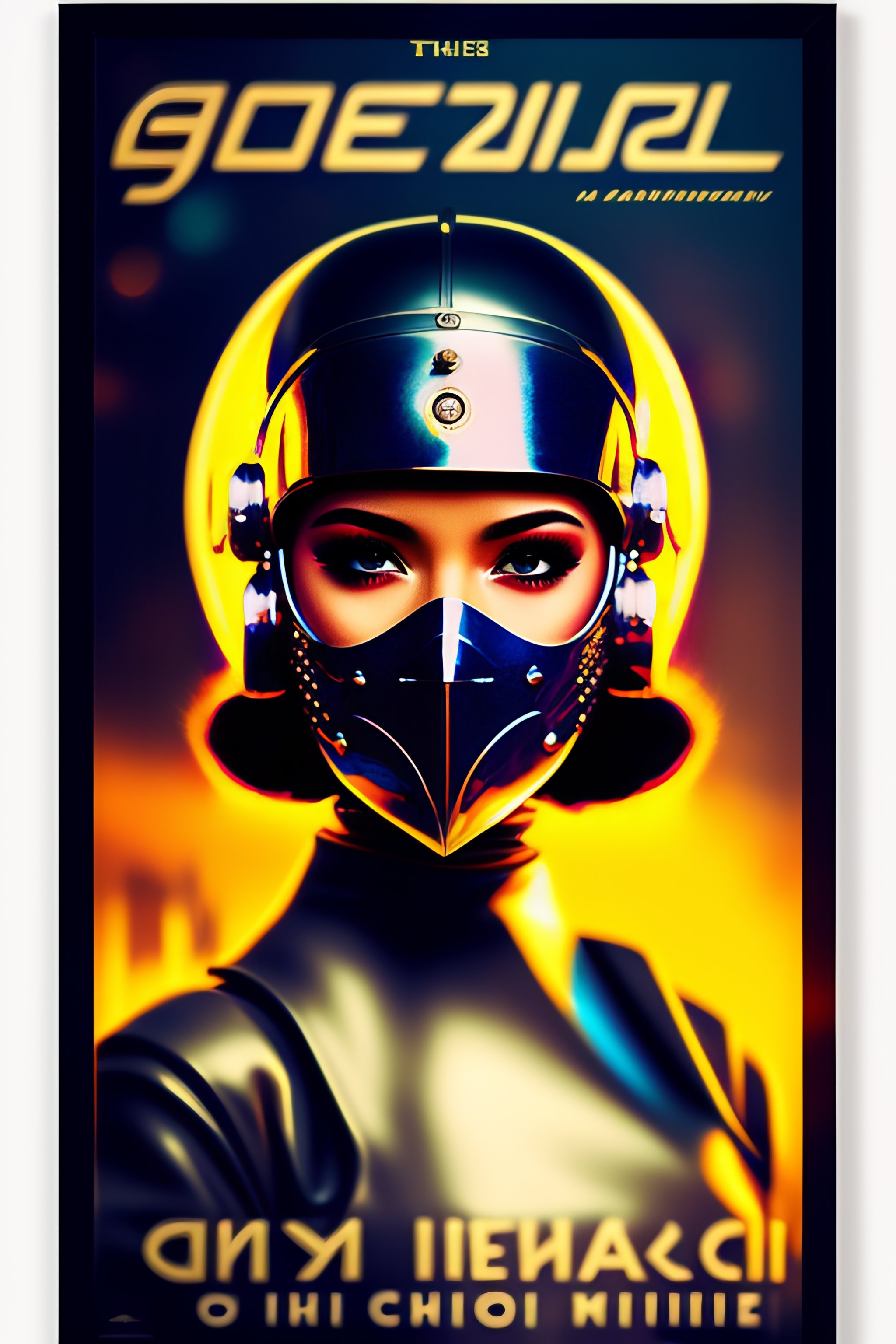 Lexica - She has a mask, the mask is chrome with lights inside, the ...