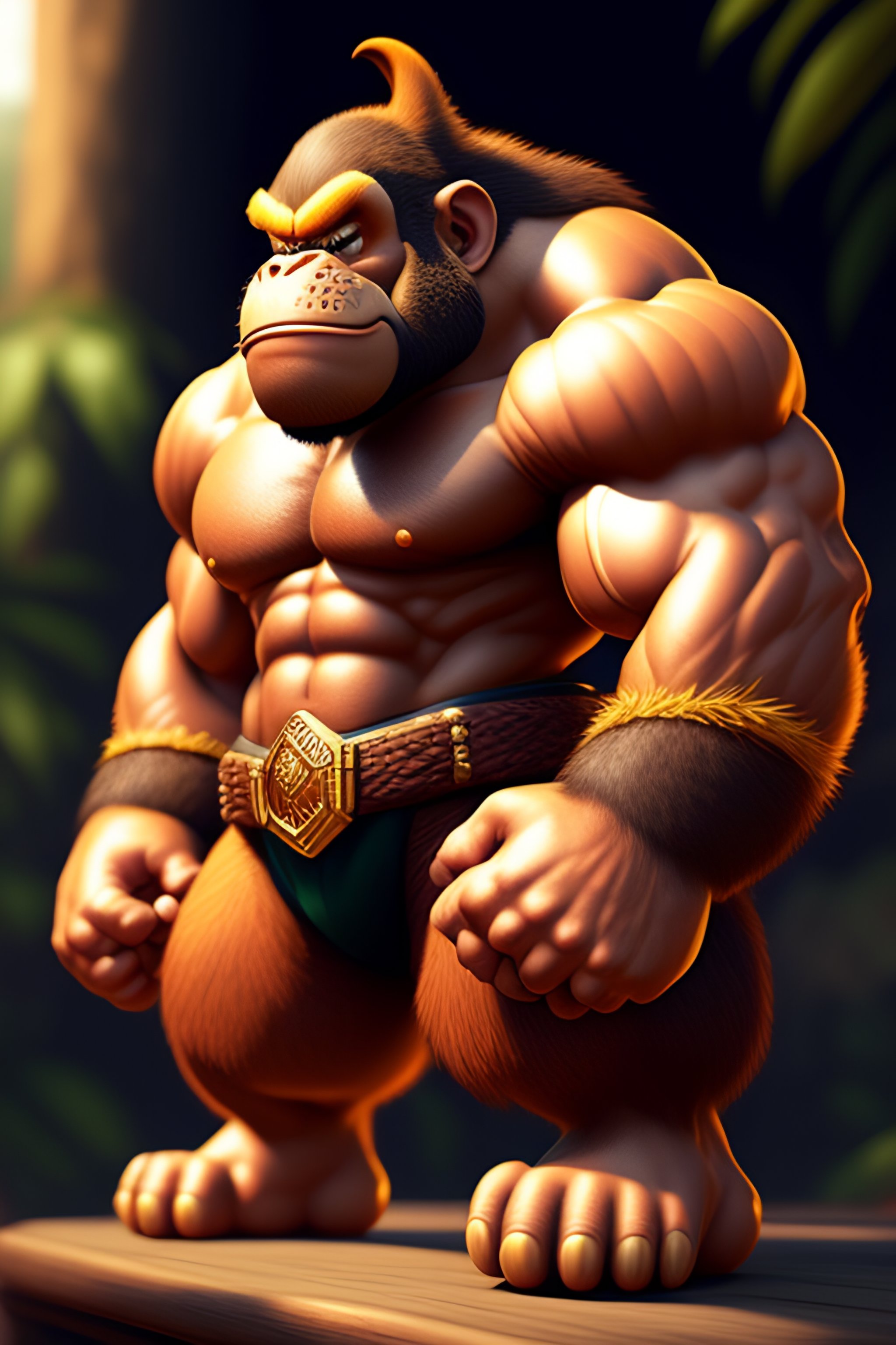 Lexica - Donkey kong a highly detailed illustration, muscular ...