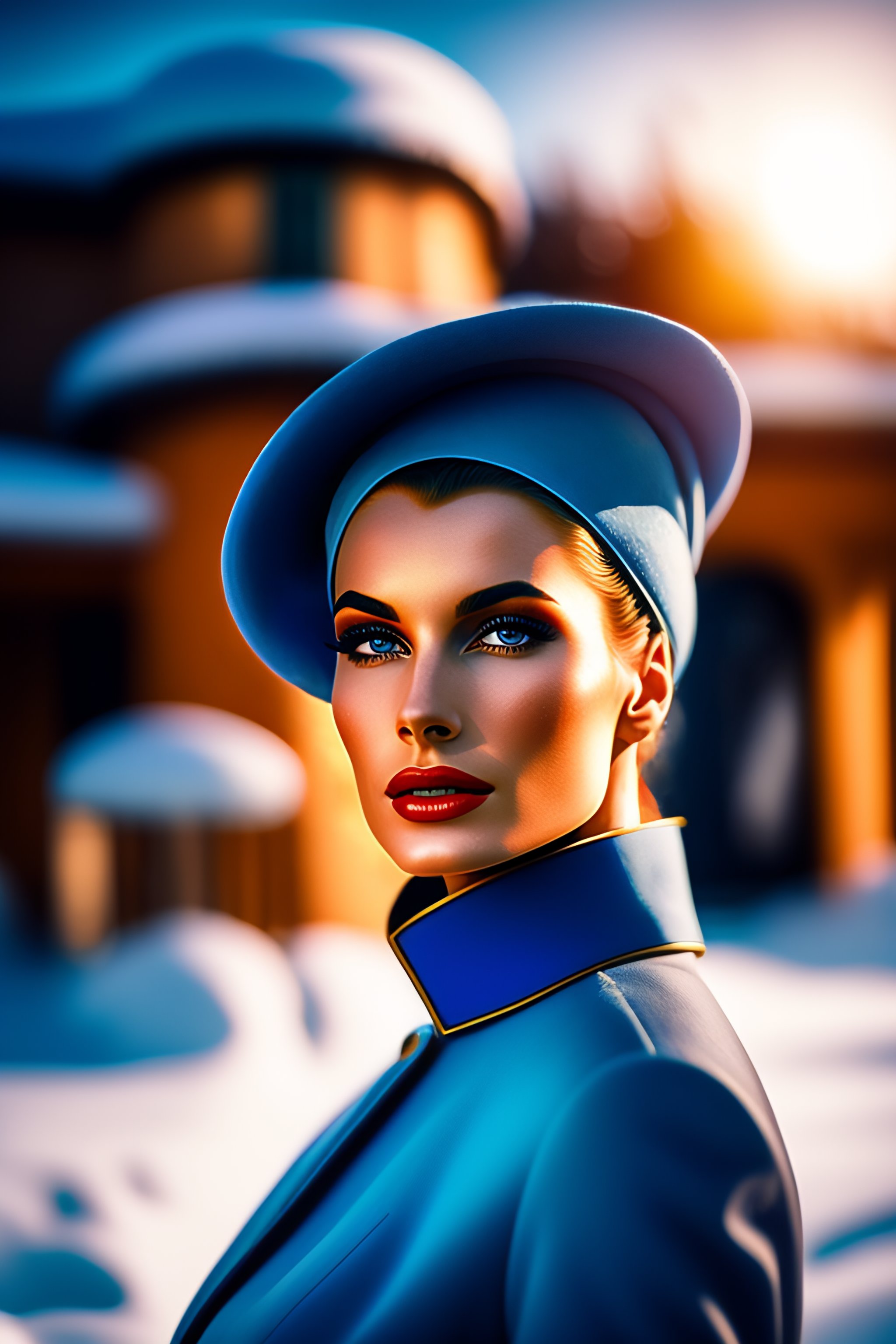 Lexica - 1950's shiny atompunk poster style, super model beautiful ...