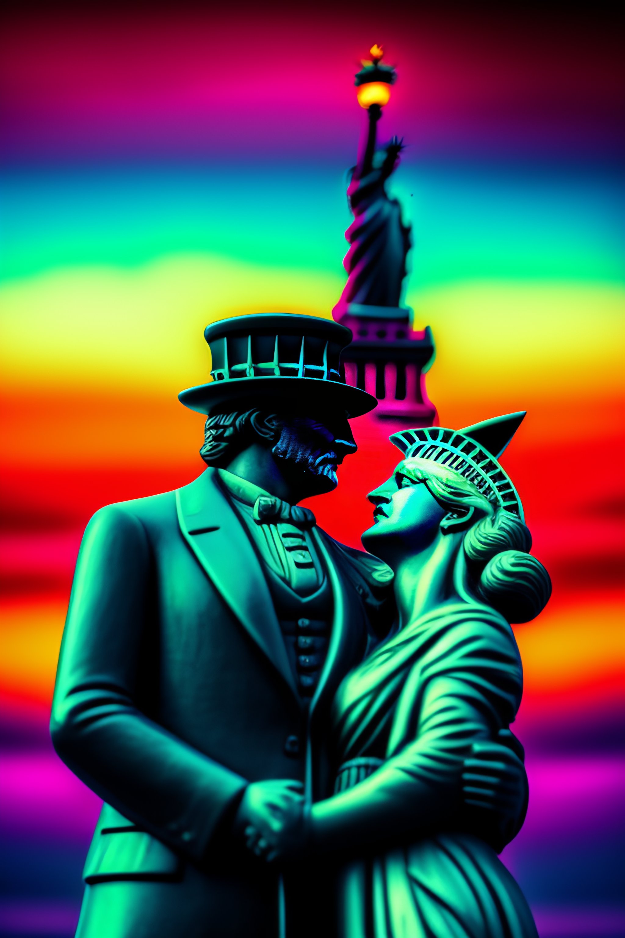 Lexica - Portrait of uncle sam and the statue of liberty in an embrace ...