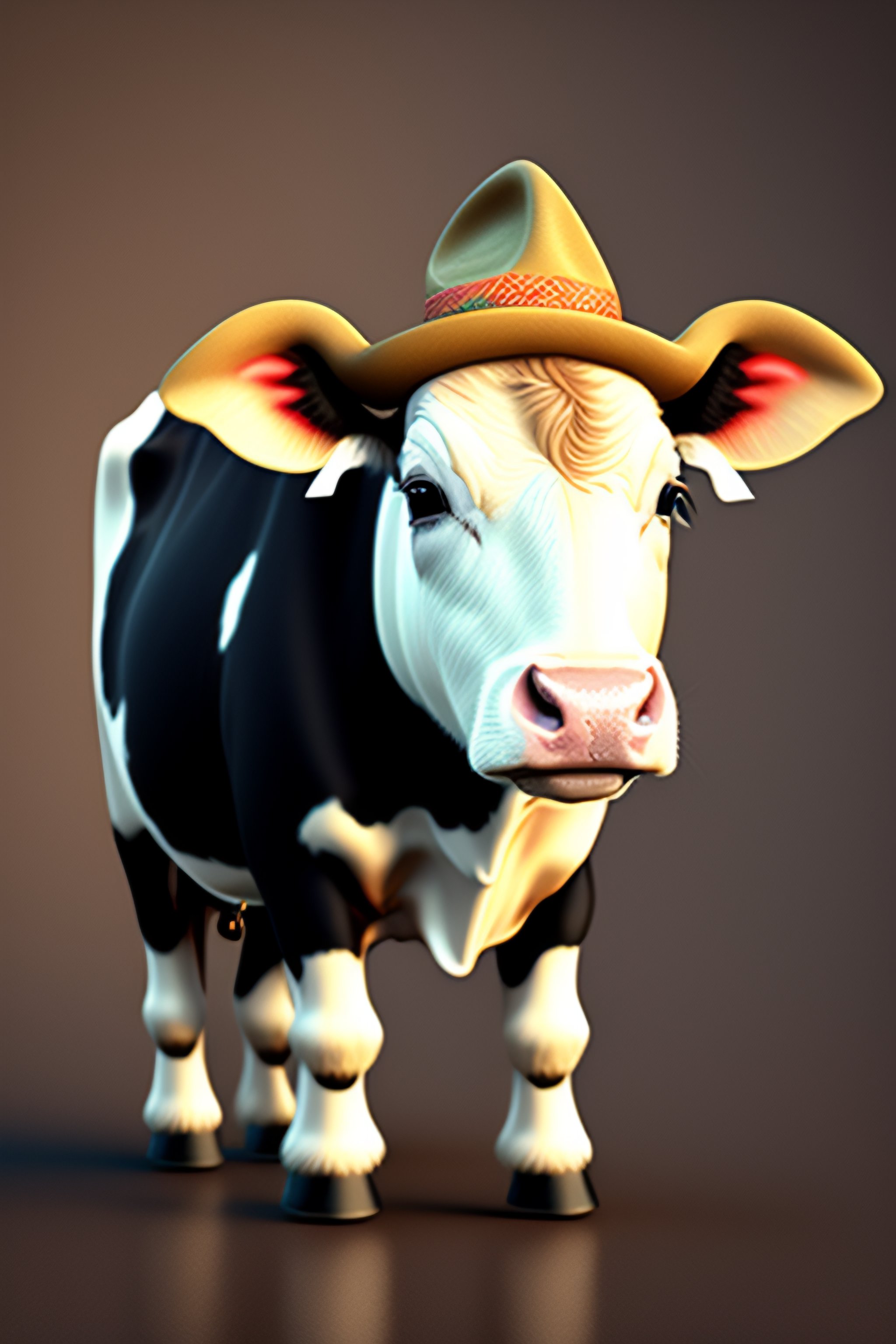 Lexica - A little cow with hat and icecream realistic