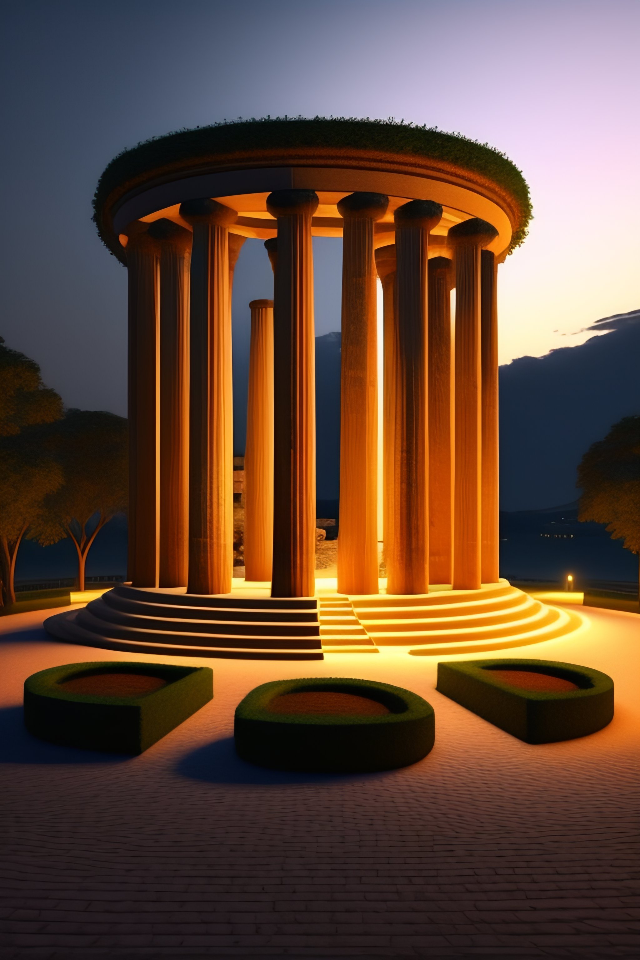 Lexica - Circular agora temple of ancient greece at night leading to ...