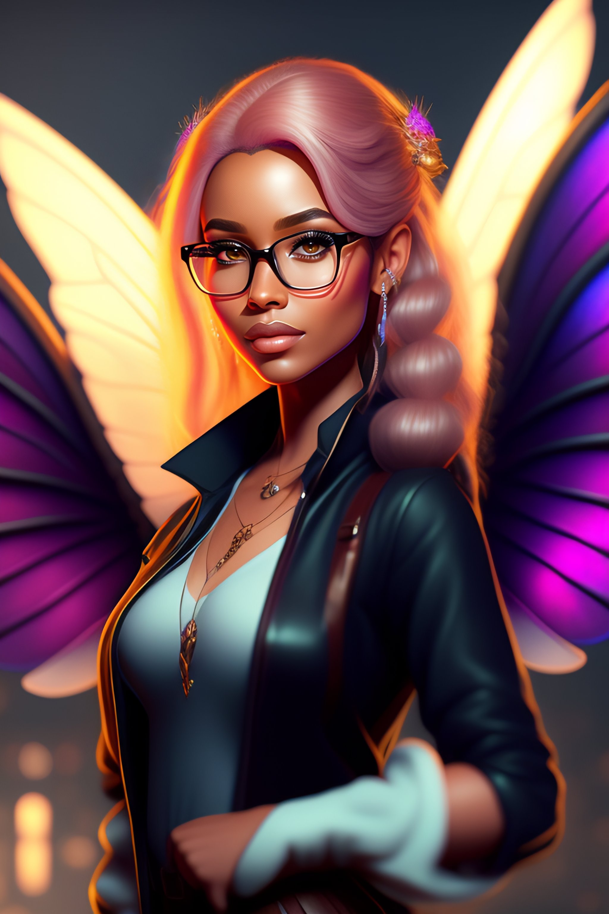 Lexica - Epic professional digital art of an female nerd fairy with ...