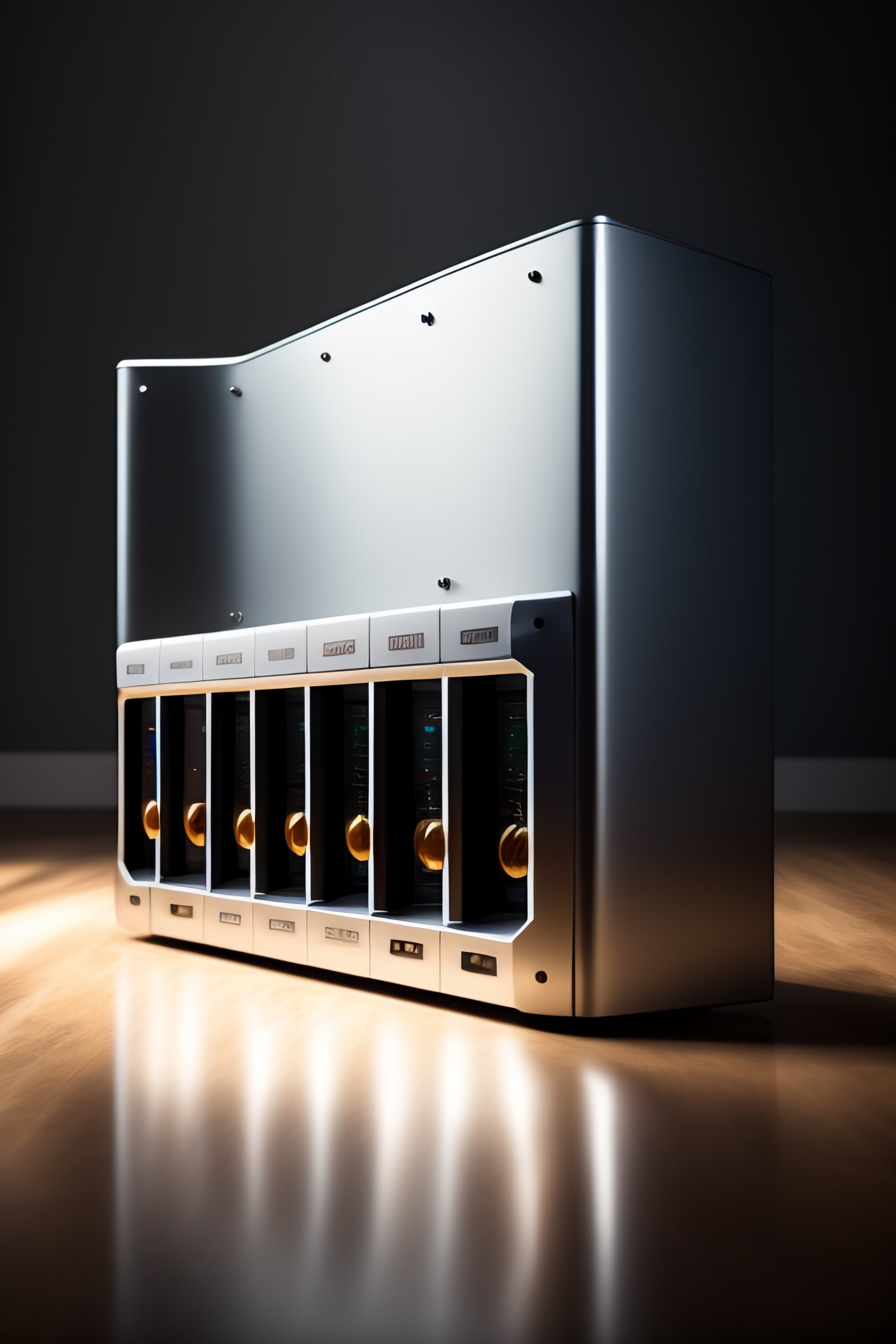 Lexica - A photo of a dual mono amplifier, big, silver, wide ...