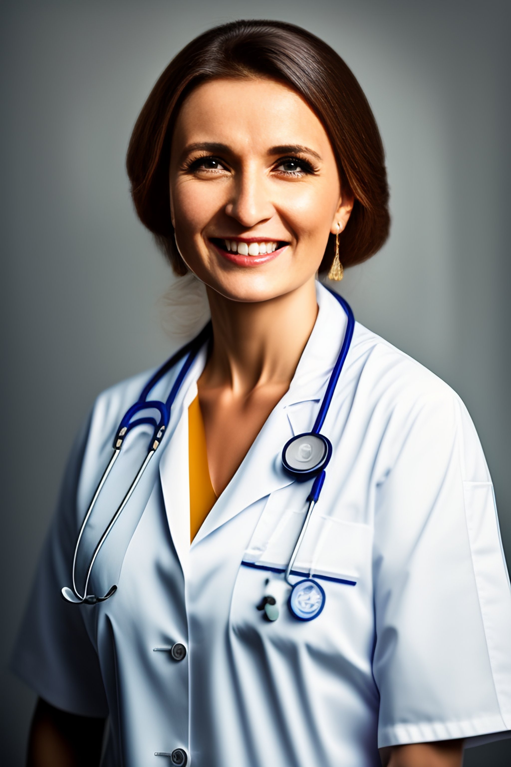 Lexica - Happy Ukrainian woman doctor on white background