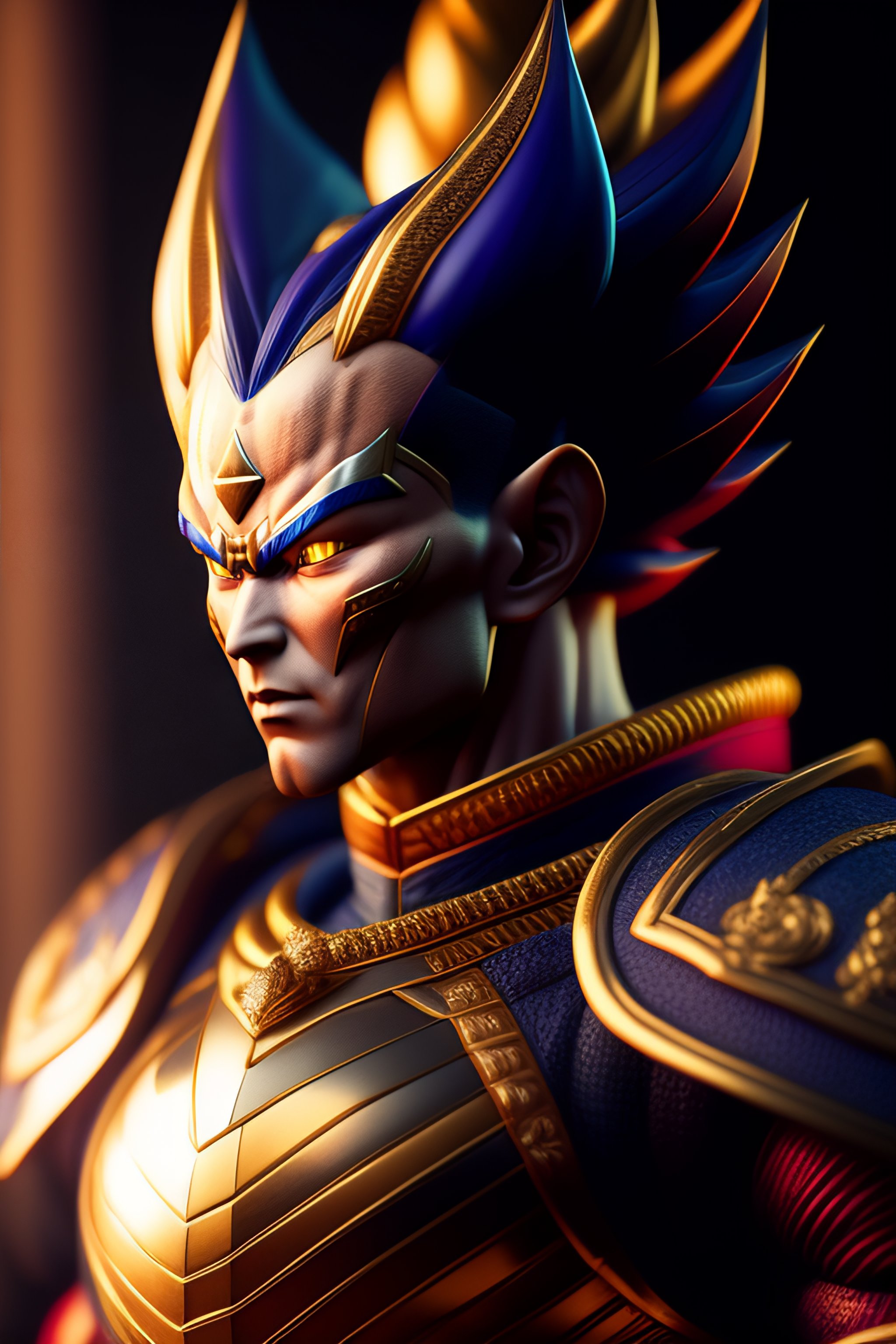Lexica - Vegeta, sayajin, samurai, ornaments, vivid colors, highly ...