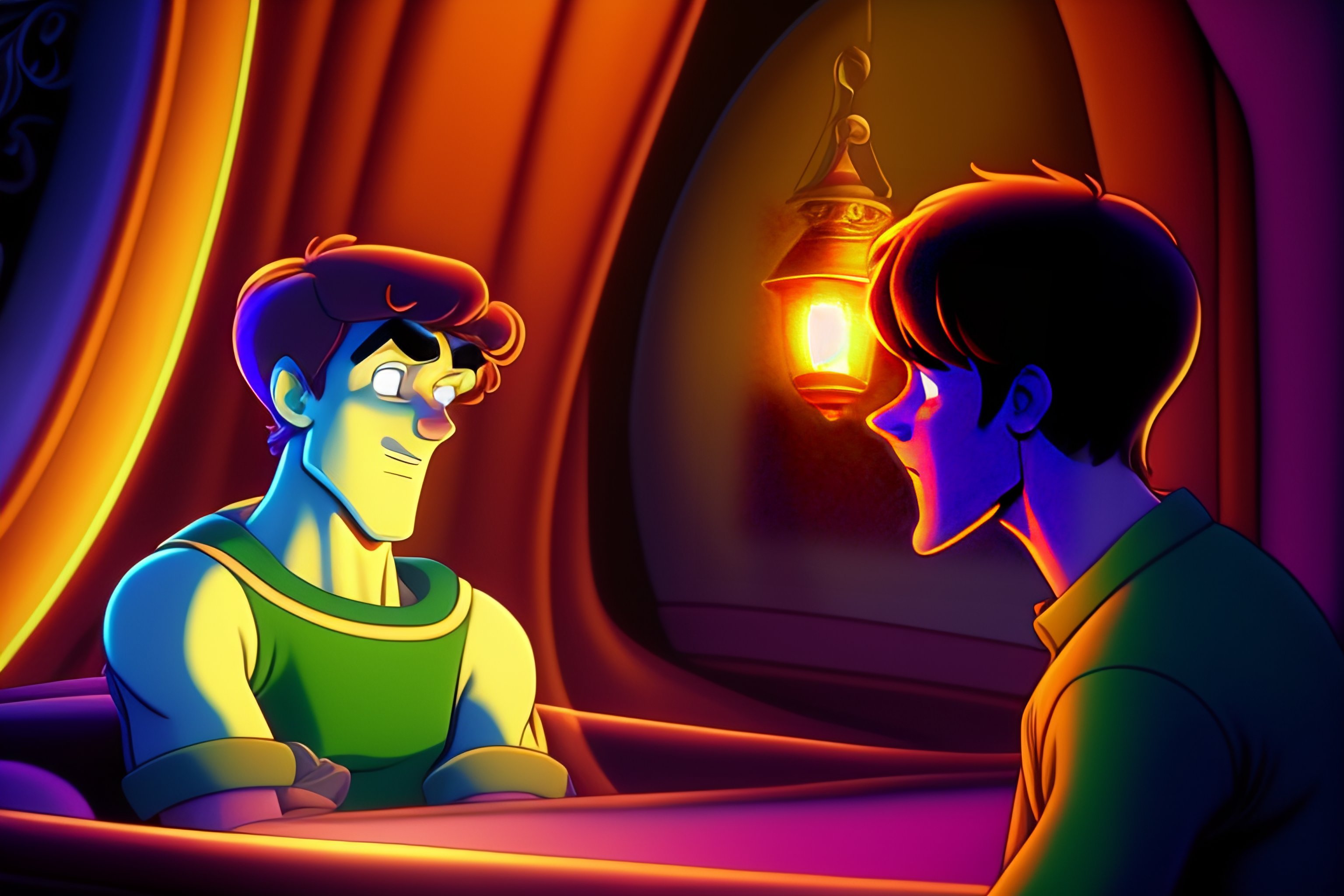 Lexica - A beautiful photo of Scooby-Doo and Shaggy being scared by a ...