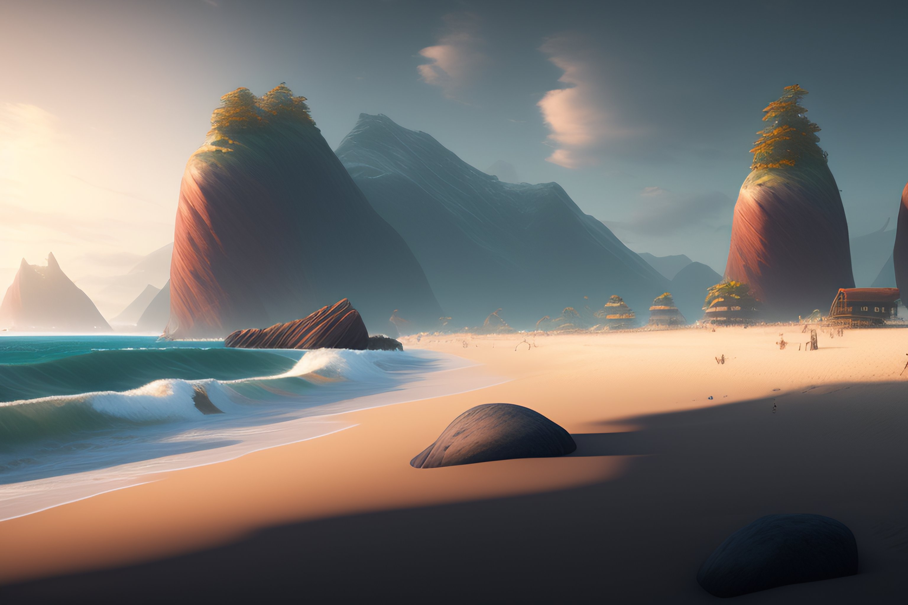 Lexica - Harbour beach landscape vista concept art by Galen Rowell, 16k ...