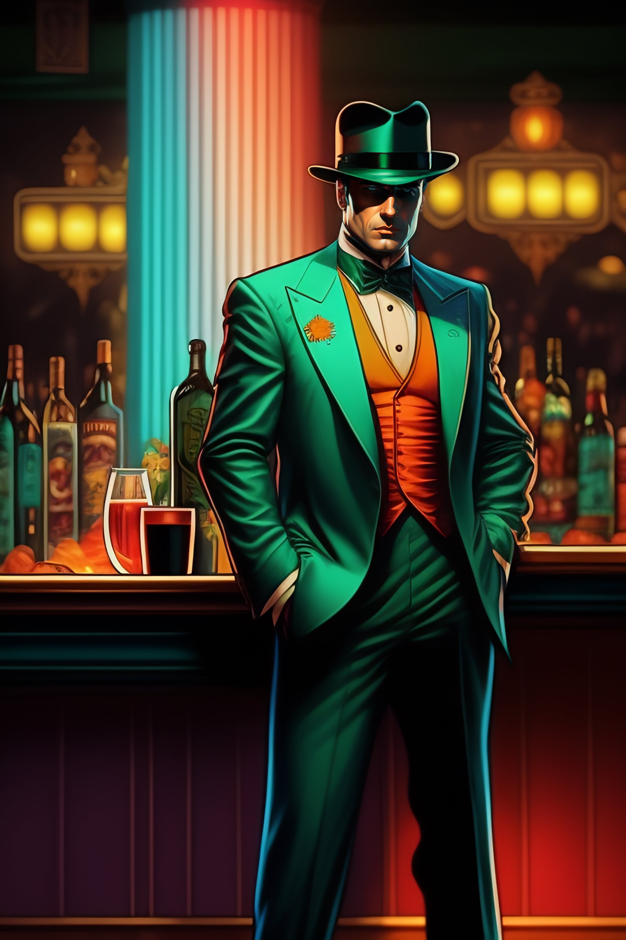 Lexica - Batman as a mafia boss inside a vintage bar in 1920s,marvel ...