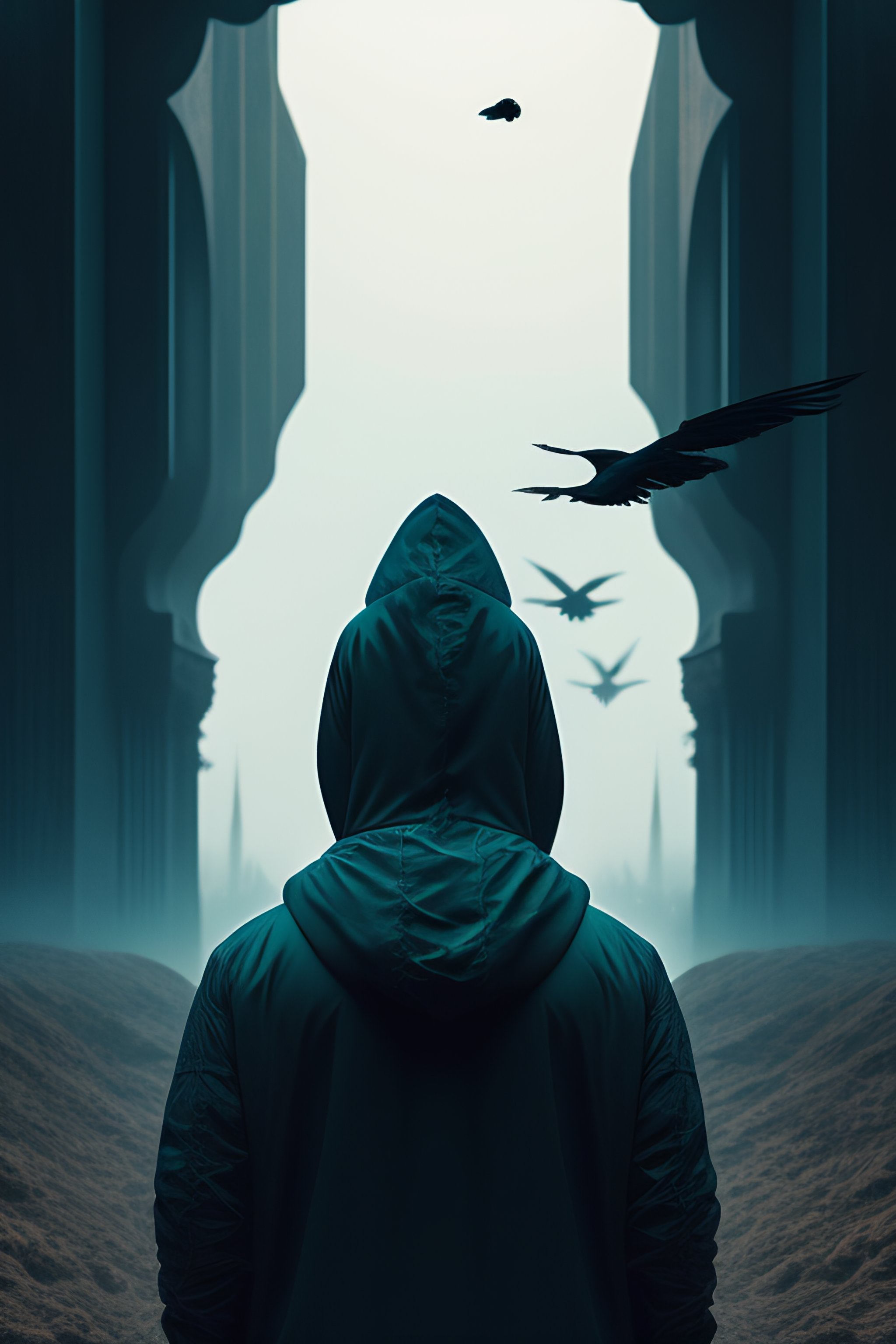 Lexica - Vertical film frame, junkie guy, wearing a hoodie on his head ...