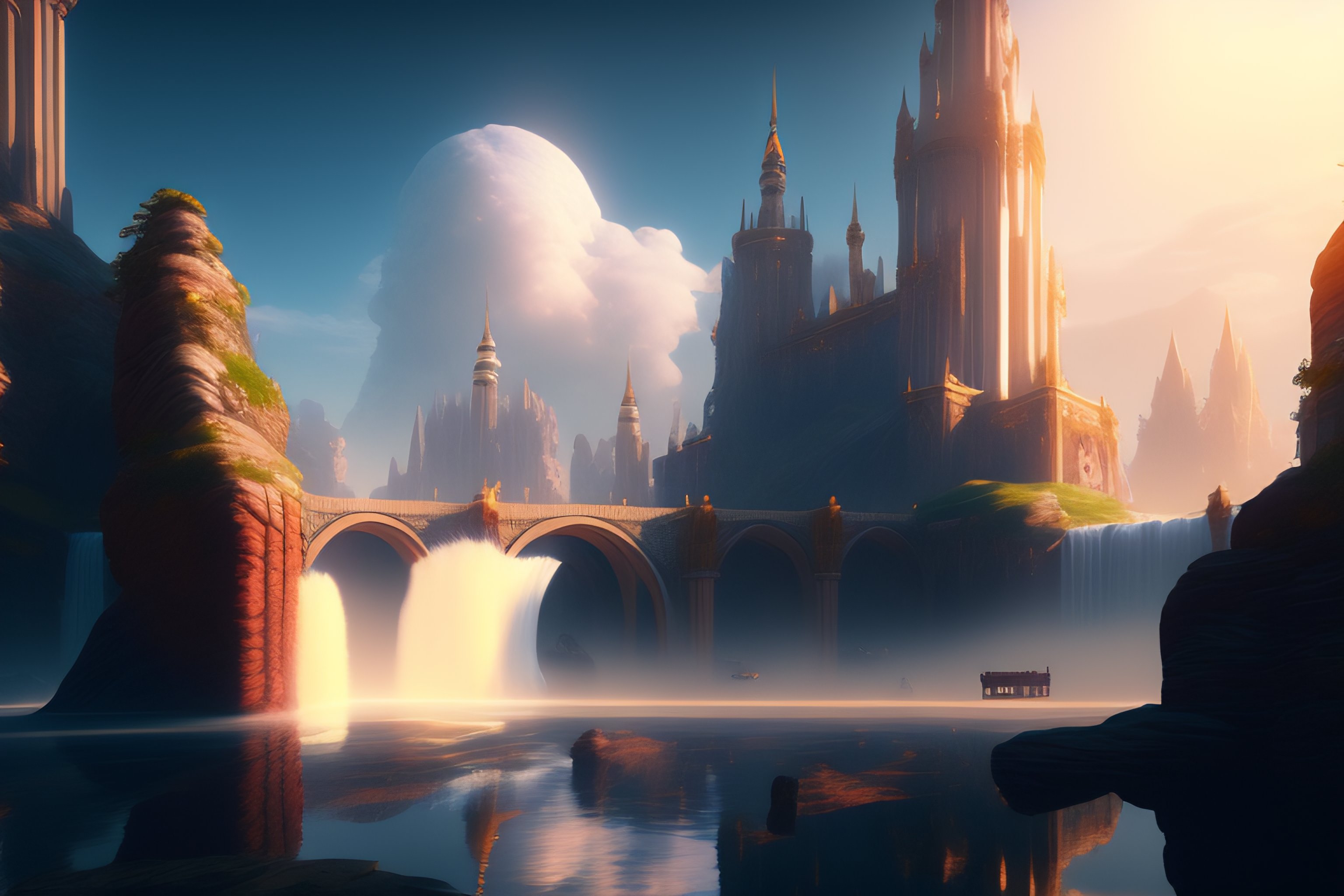 Lexica - Beautiful fantasy city made from white stone and bright copper ...