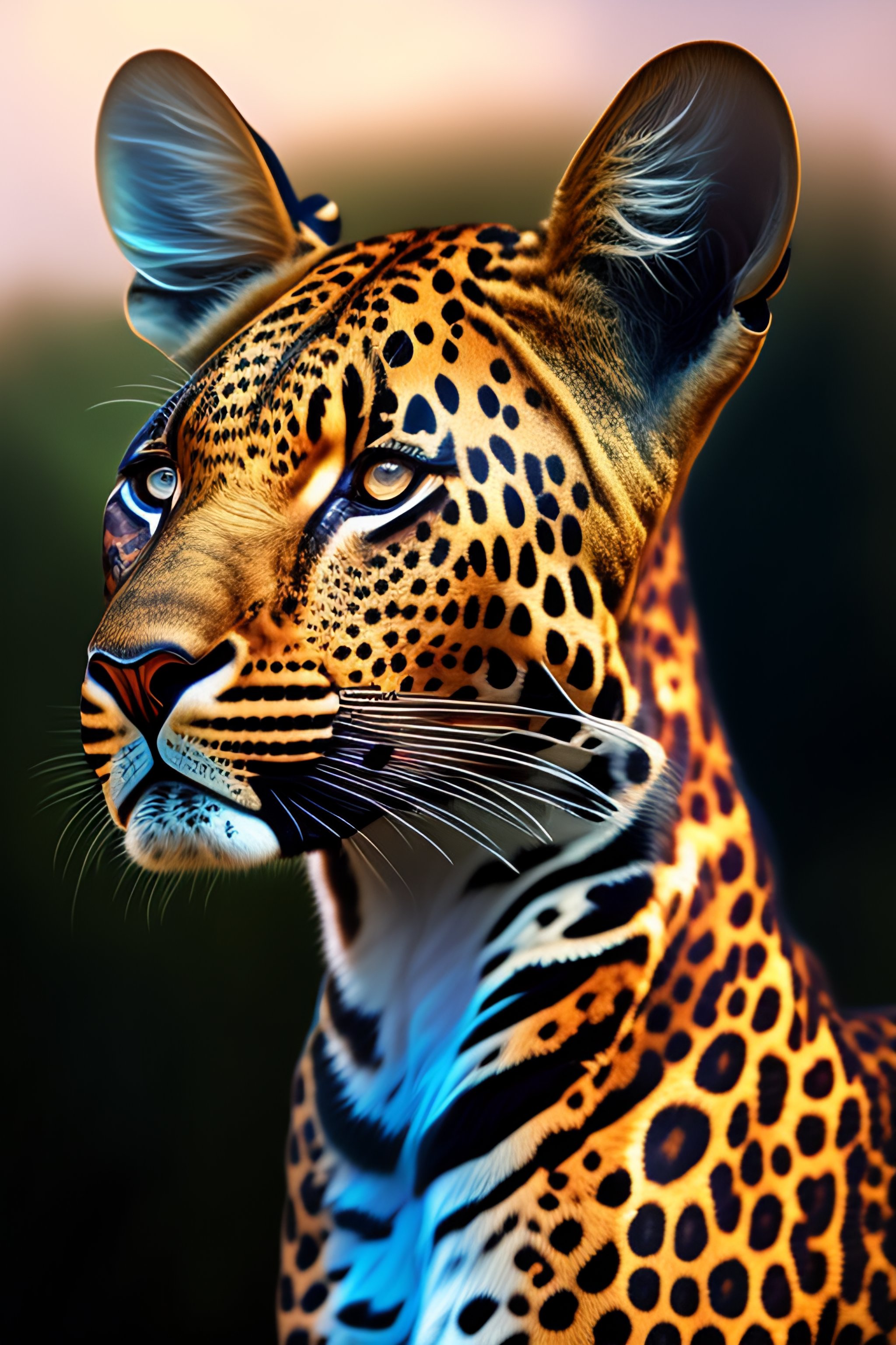 Lexica - A realistic portrait of a leopard with 7 heads and 10 horns